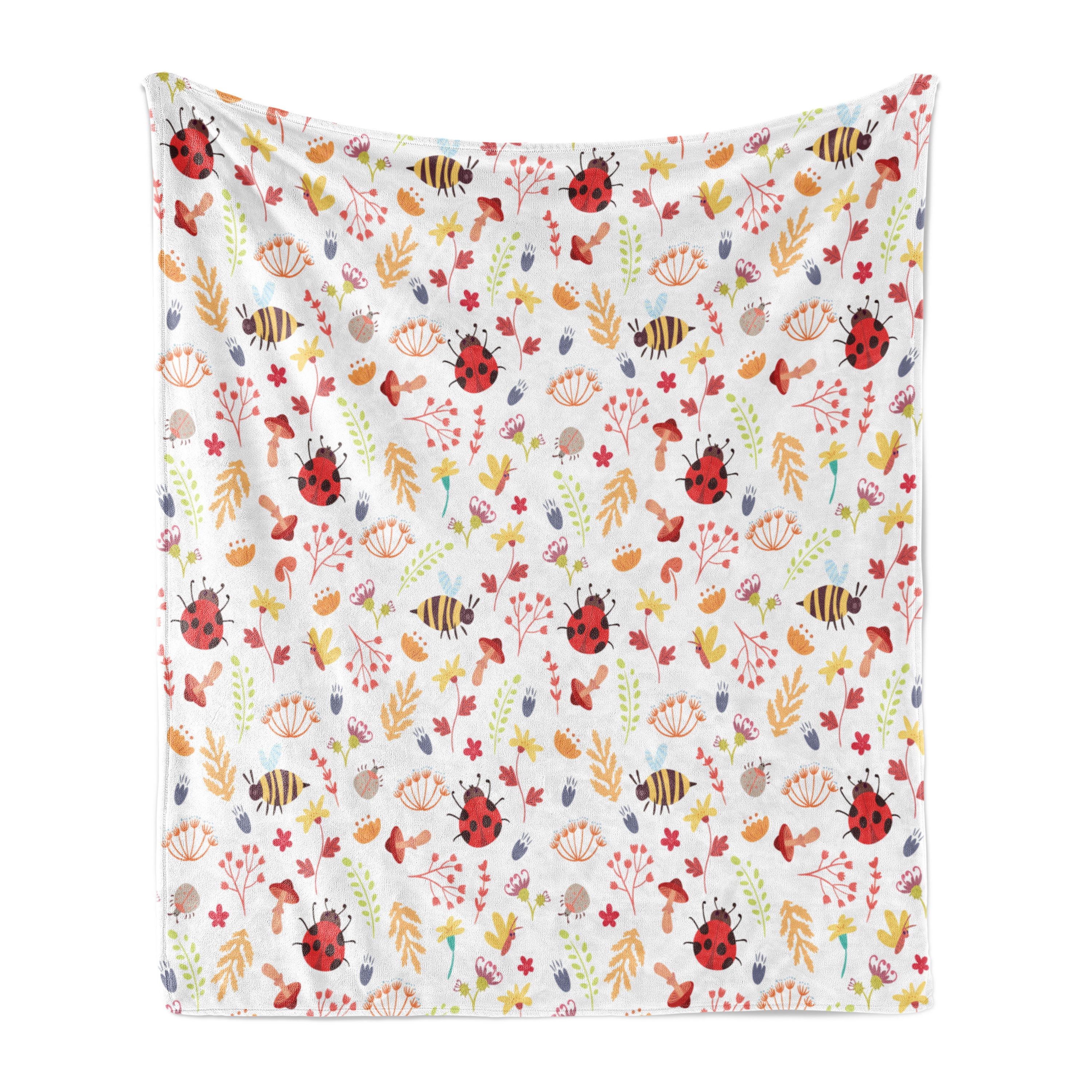 Ambesonne Bee Fleece Throw Blanket Autumn Theme Doodle Bugs | Wayfair