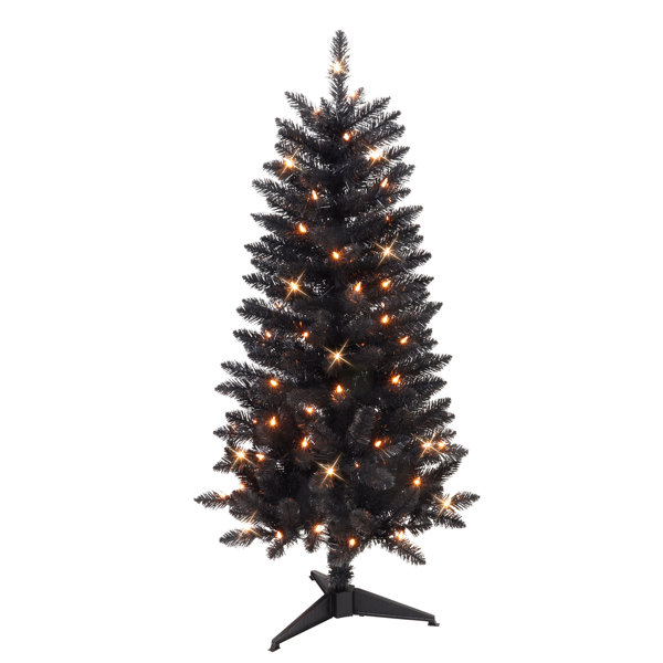 4 Ft. Pre-Lit Black Carson Pine Artificial Tree | AllModern