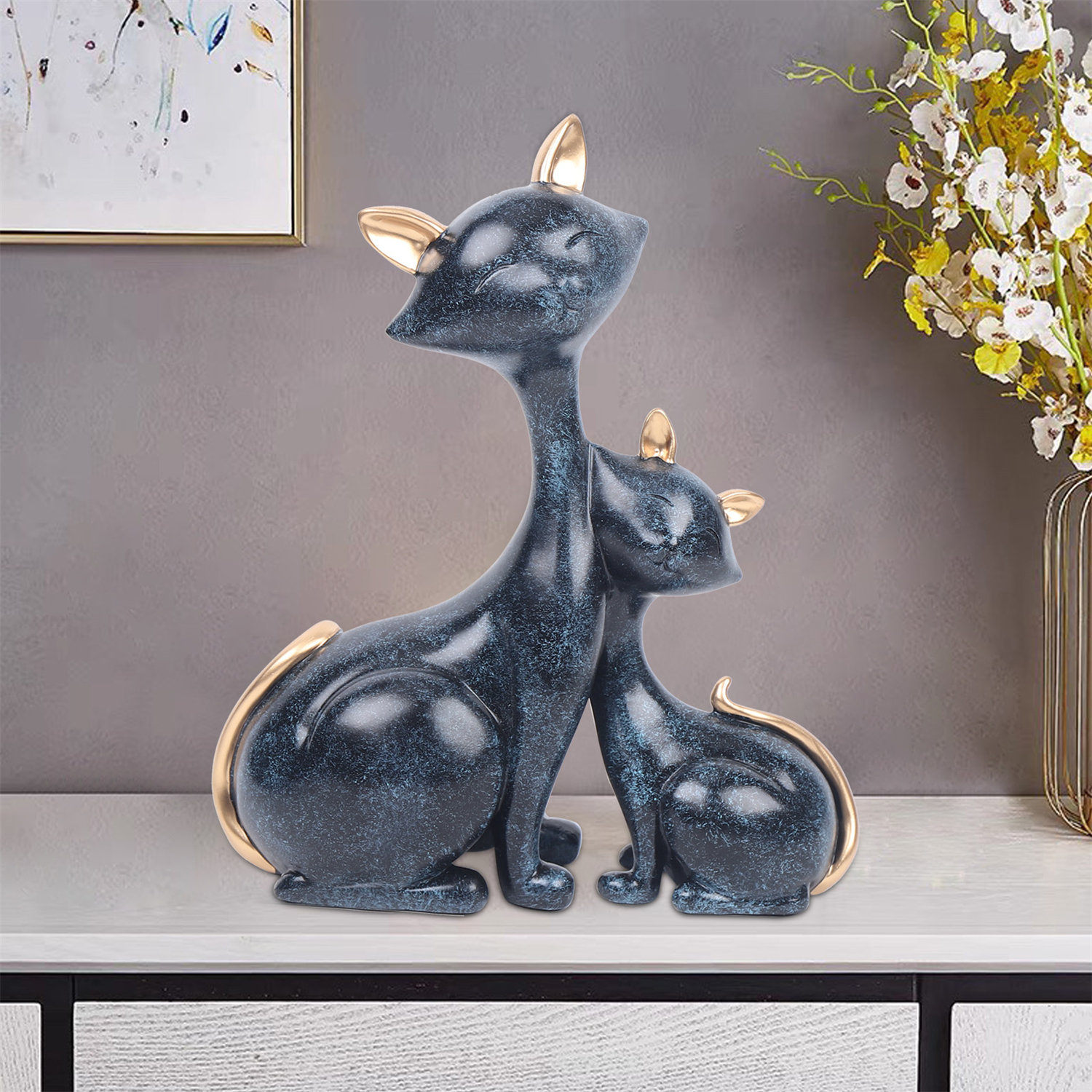 Red Barrel Studio® Decorative Animals Statue Cat Figurine & Reviews ...