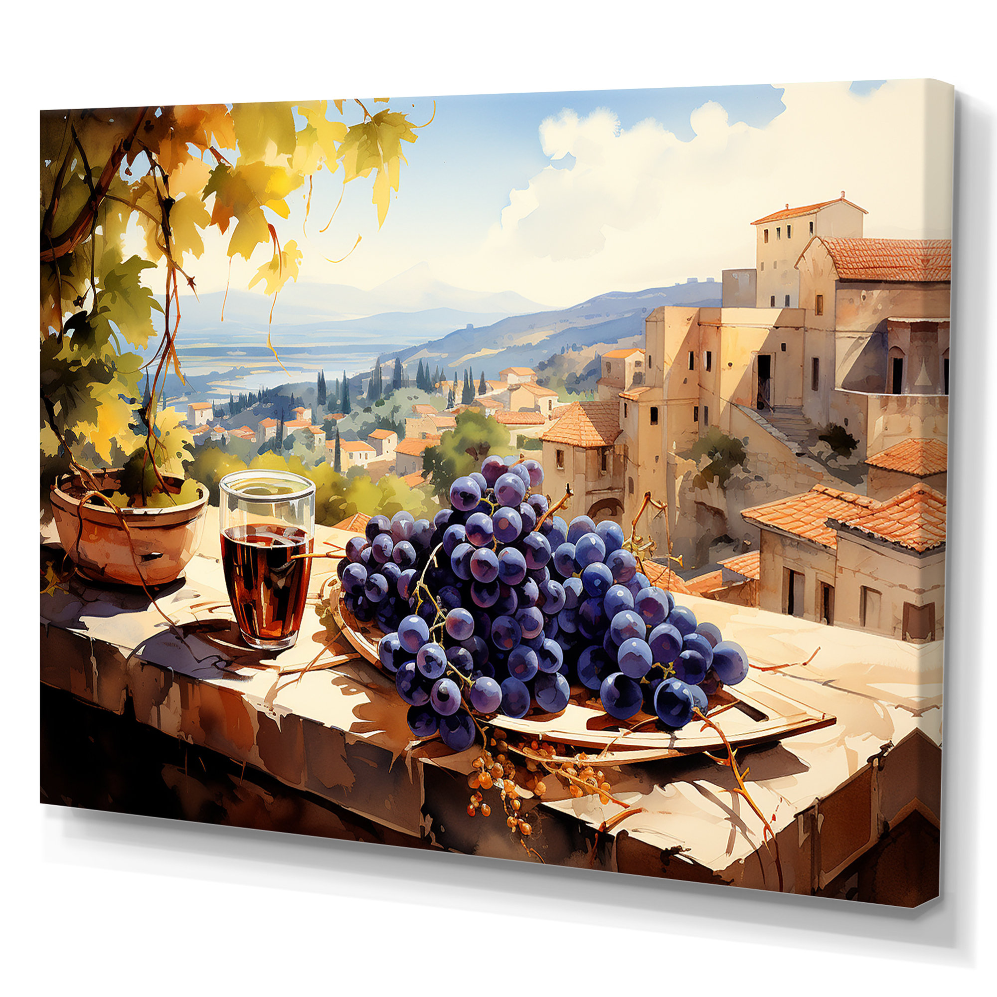 Lark Manor™ Purple Vineyard Tuscan Balcony Views - Wine Wall Art | Wayfair