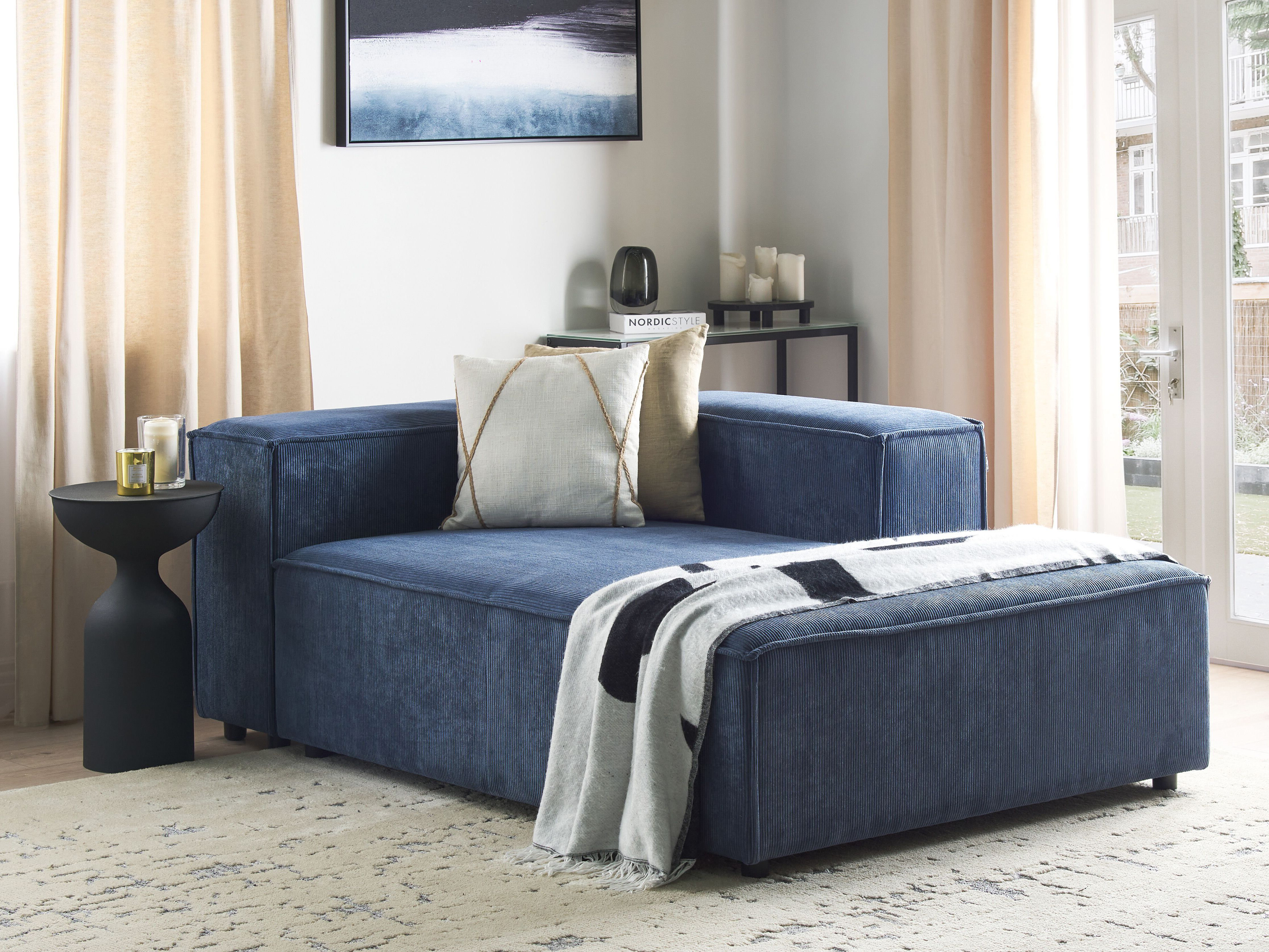 Fairmont Park Right-Hand Chaise Lounge Aleecya Corduroy Dark Blue ...