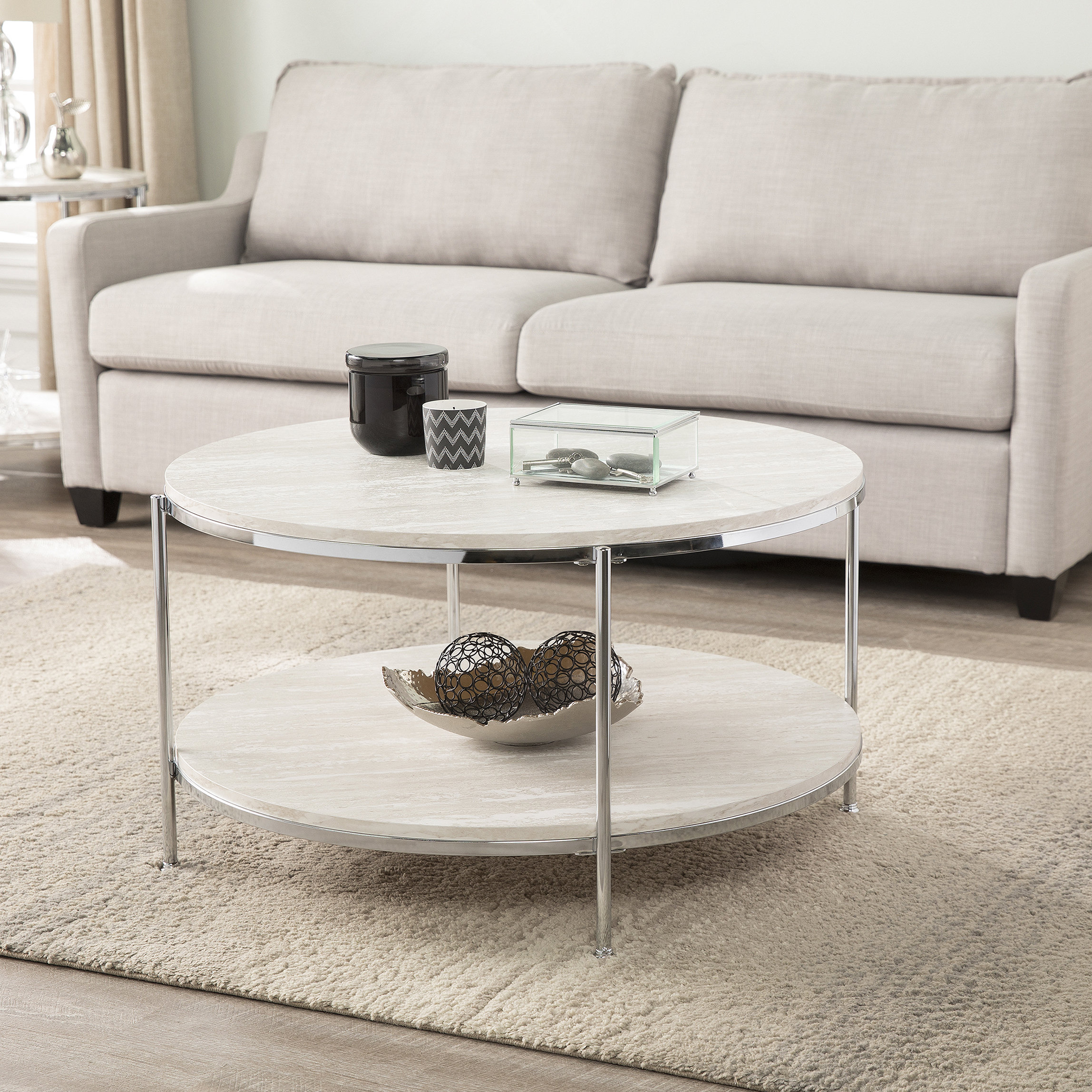 Mercer41 Round Faux Stone Cocktail Table | Wayfair