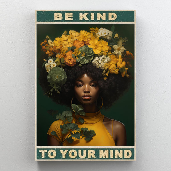 Trinx Logun " Flowers Be Kind To Your Mind 3 - 1 Piece Rectangle ...