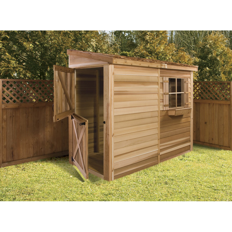 Cedarshed Bayside 8 ft. W x 4 ft. D Western Red Cedar Wood Lean-To Bike ...