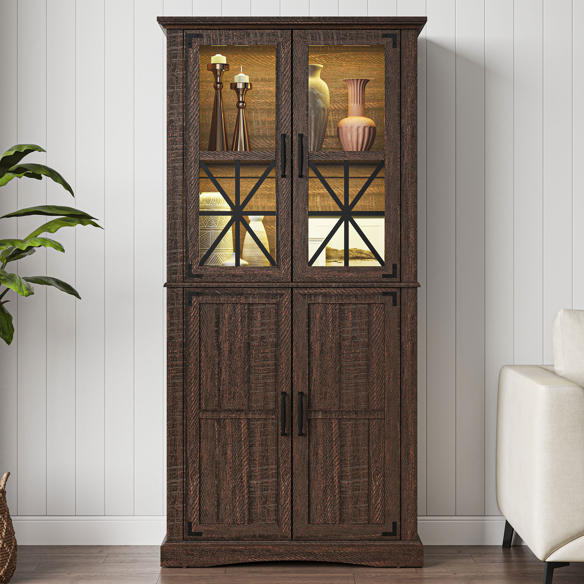 Laurel Foundry Modern Farmhouse Volker 4-Door Dining Display Cabinet ...