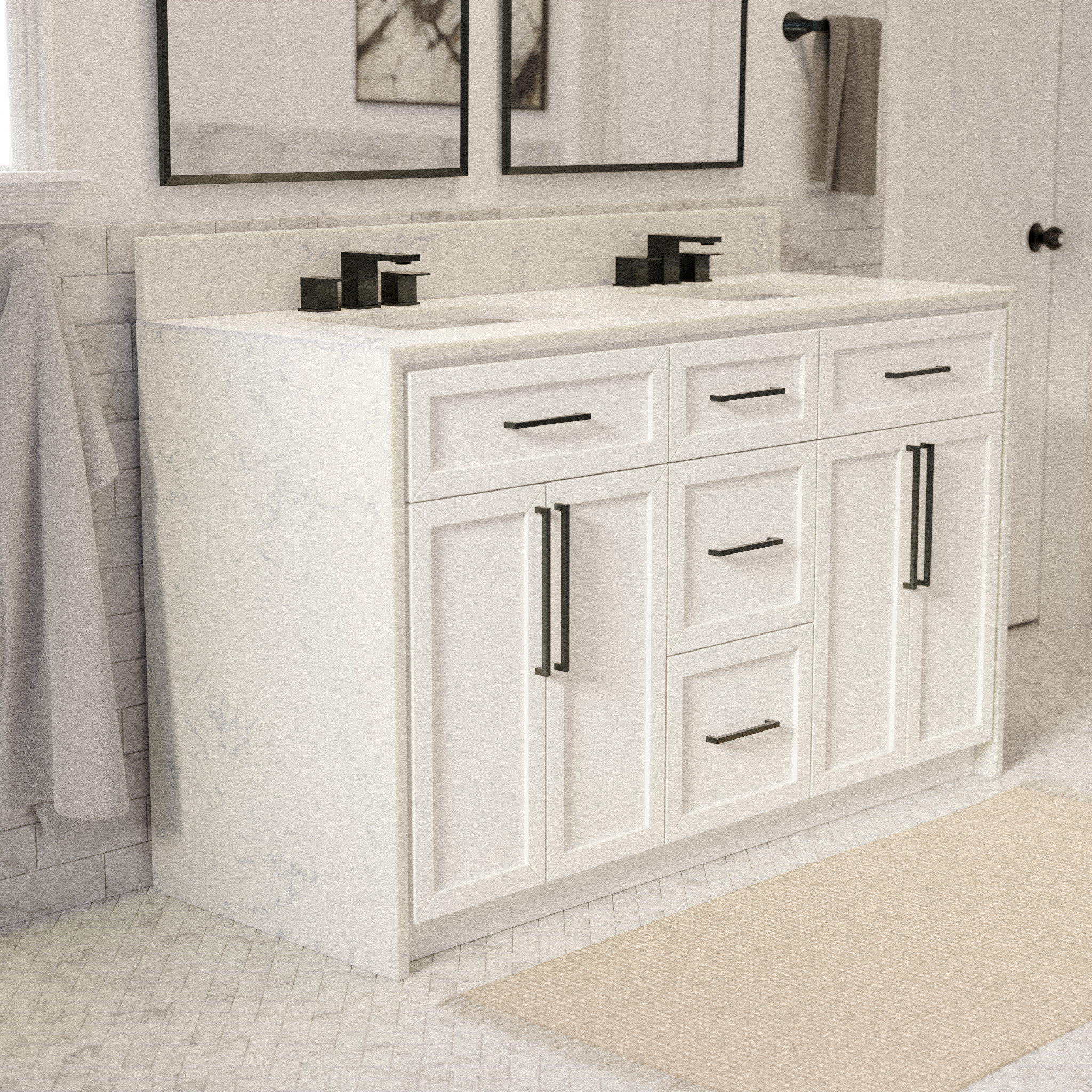 Lark Manor Akalya 60" Double Bathroom Vanity Set - Wayfair Canada