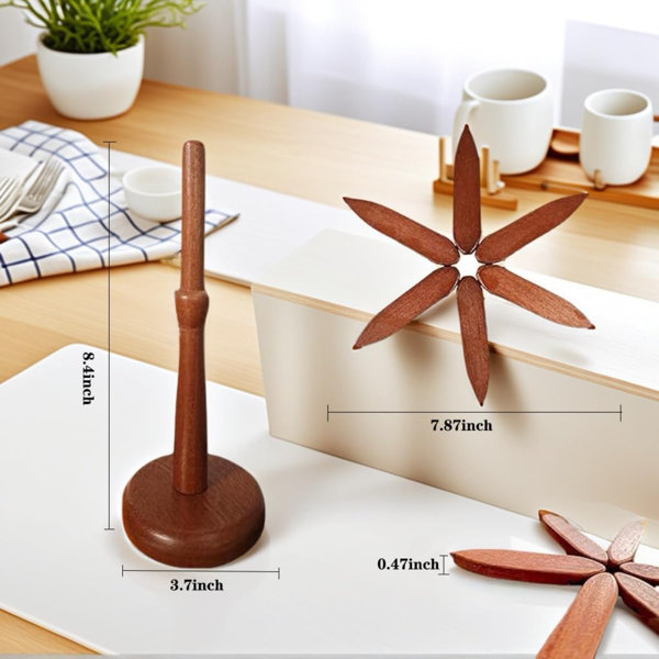 August Grove Foldable Walnut Wood Trivet Set For Hot Dishes,Tree Shape ...
