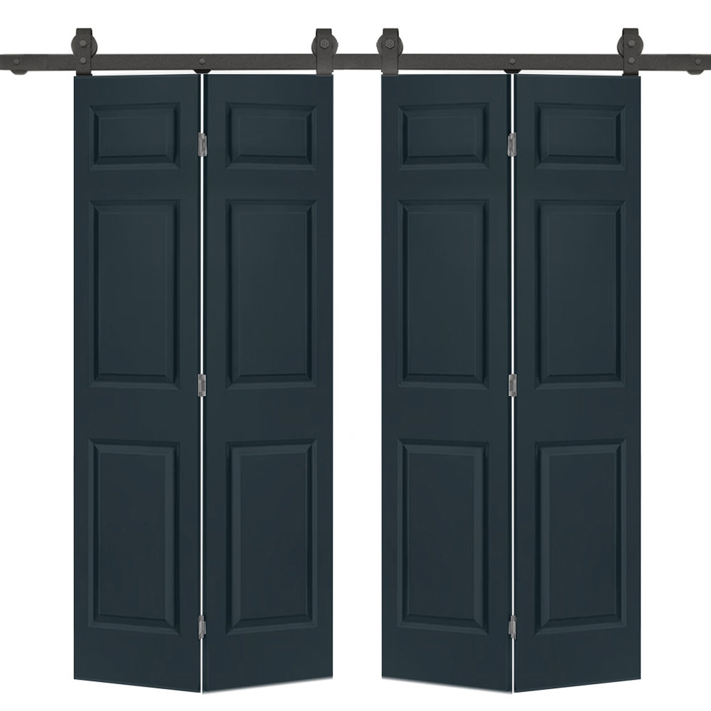 Calhome Paneled MDF Composite Double Bifold Barn Doors with ...