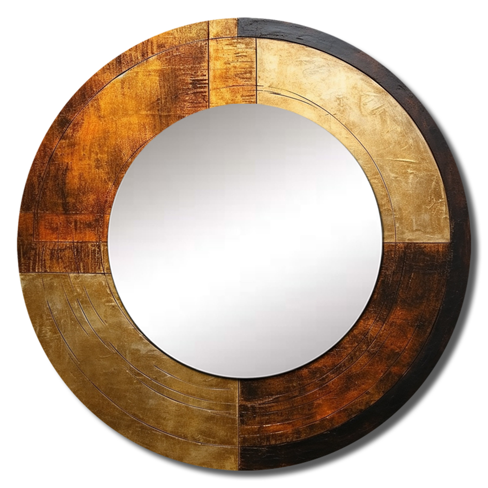 Design Art Brilliance Symetry - Abstract Shapes Round Mirror Wall Decor ...