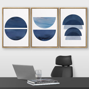 IDEA4WALL Mid Century Shape Blue Semi Circle Polygon Variety Geometric ...