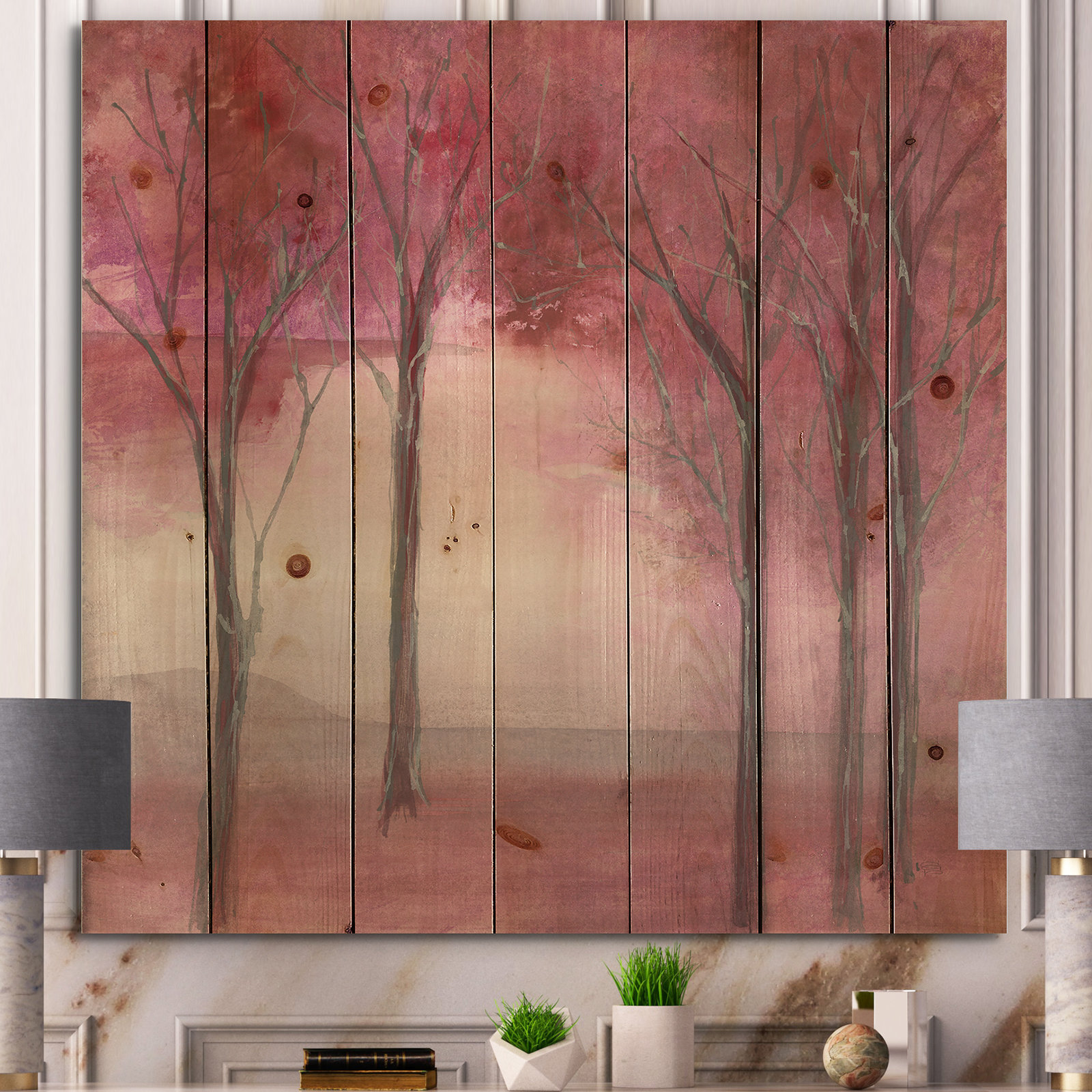 East Urban Home Shabby Pink Under the Trees - Shabby Elegance Print on ...