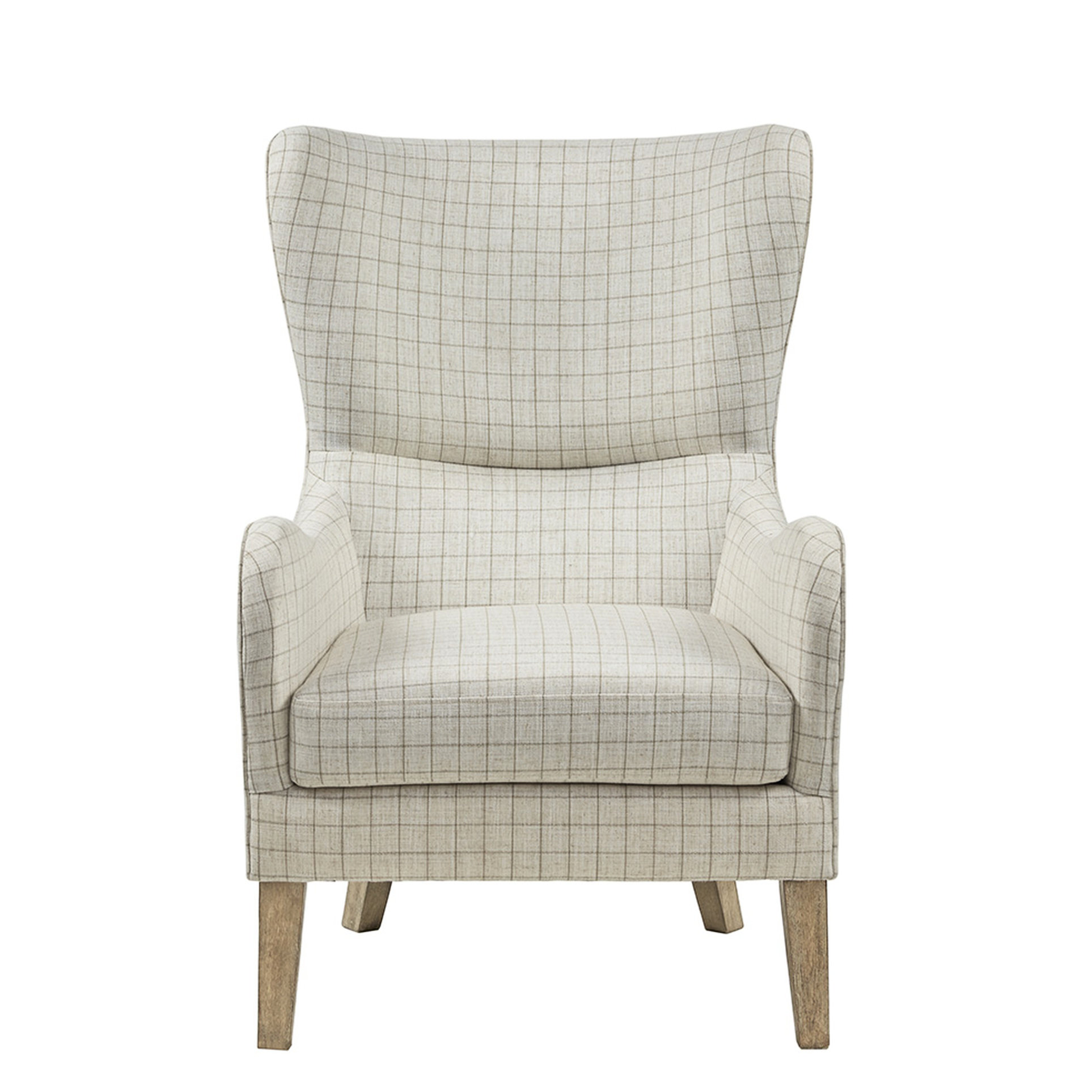 Red Barrel Studio® Swoop Wing Chair In Beige, Featuring Back, Round Arm ...