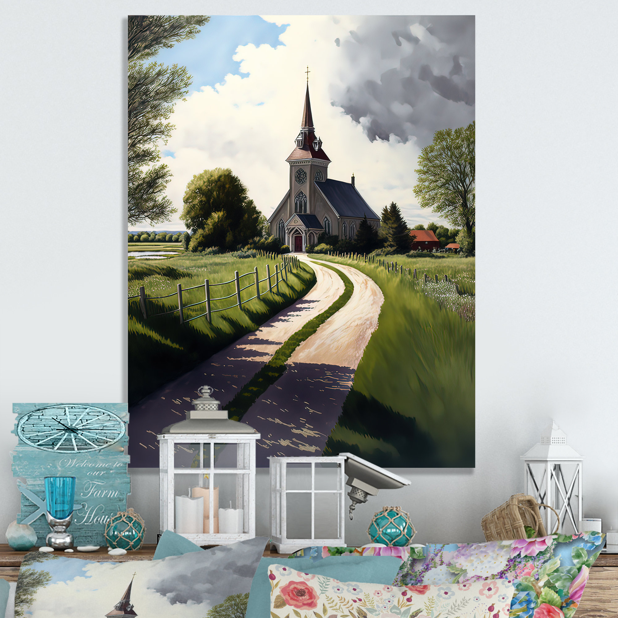 Gracie Oaks Winding Path to Church I - Print on Canvas | Wayfair