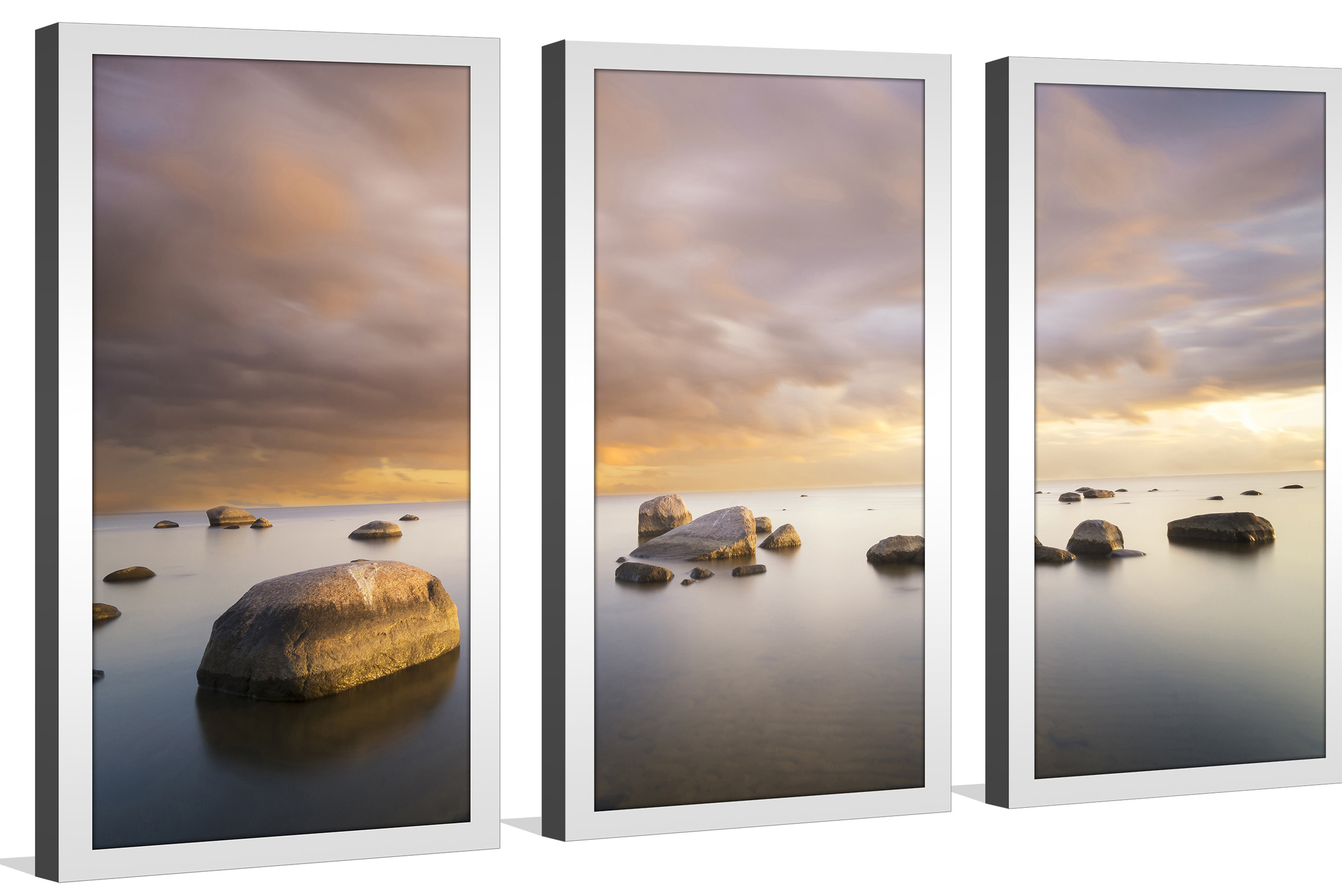 Picture Perfect International Boulders in the water - 3 Piece Picture ...