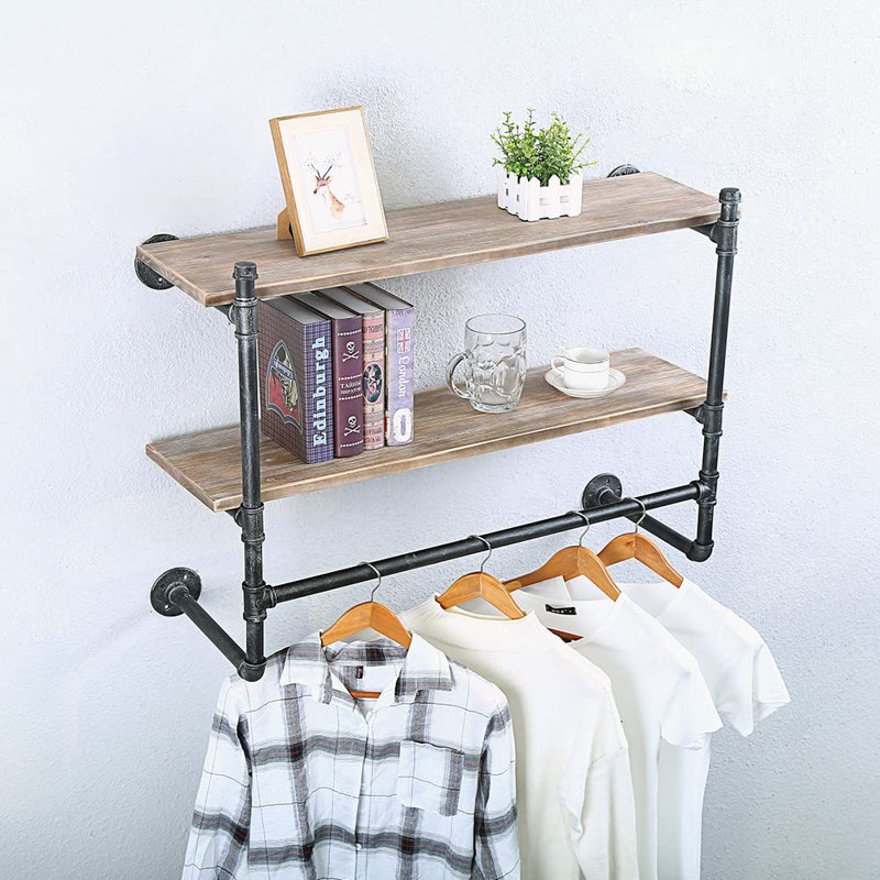 Williston Forge Kaiel Metal Wall Mounted Clothes Rack | Wayfair