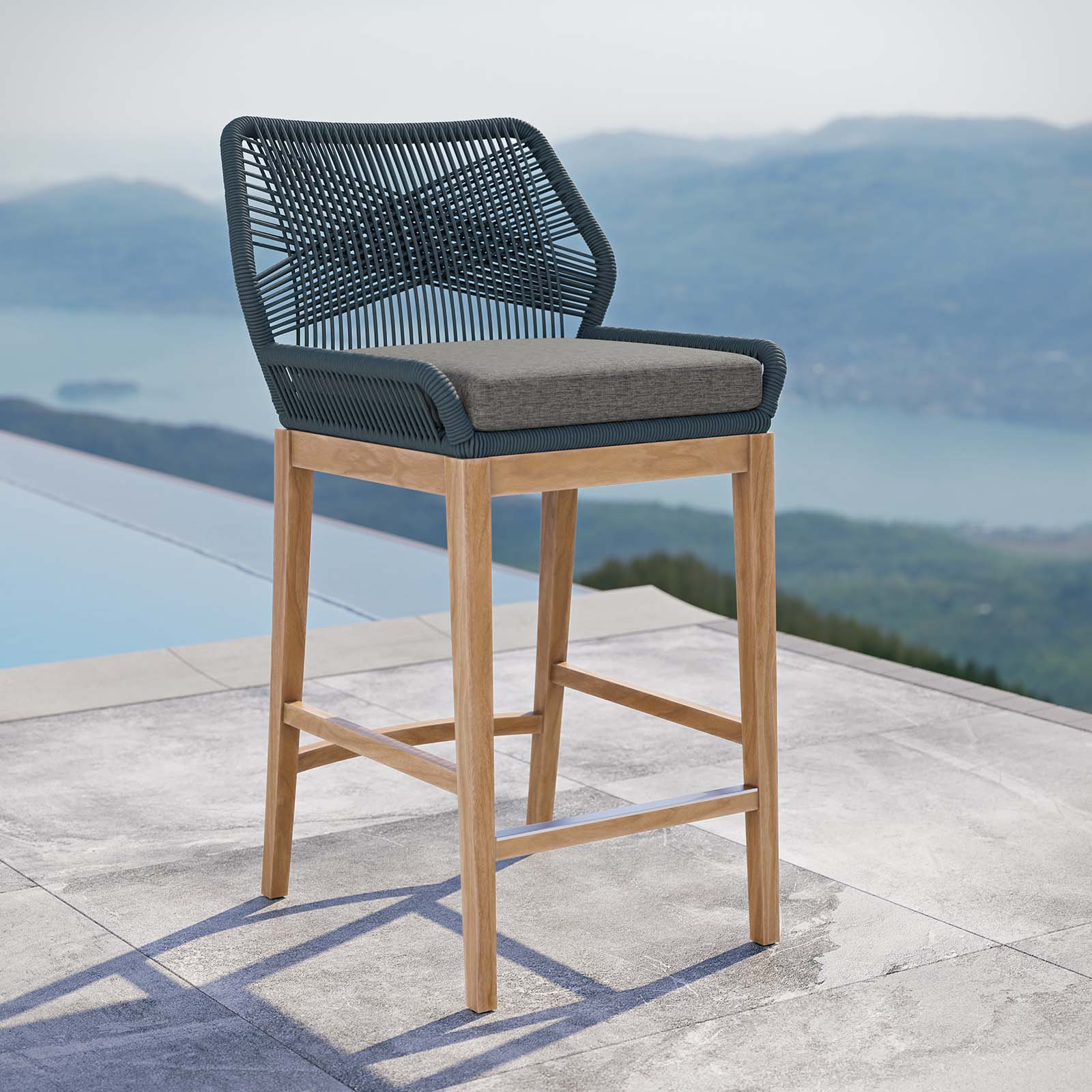 Modway Wellspring Outdoor Patio Teak Wood Bar Stool & Reviews | Wayfair