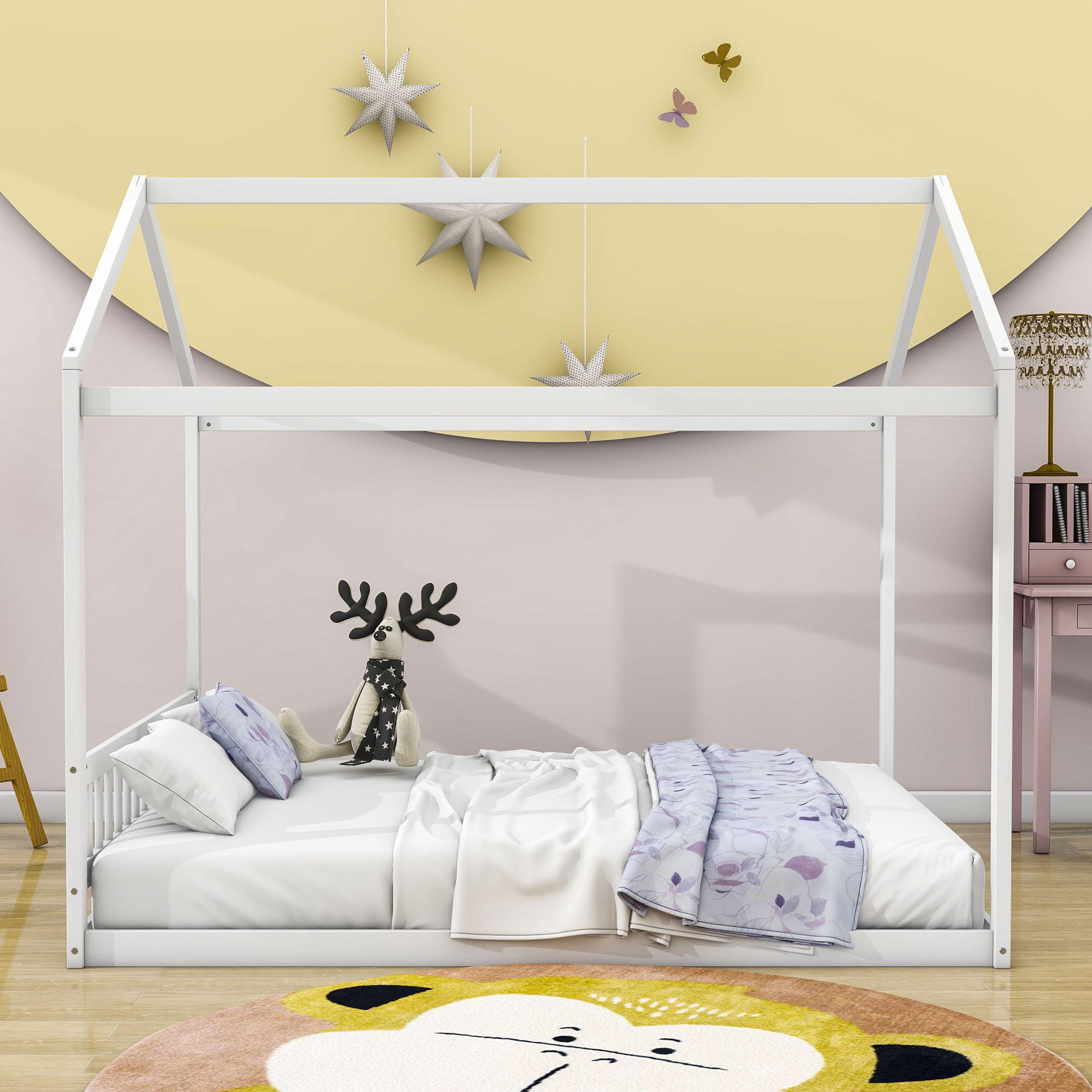 Gracie Oaks Arzie Queen Size Canopy Bed with Headboard | Wayfair
