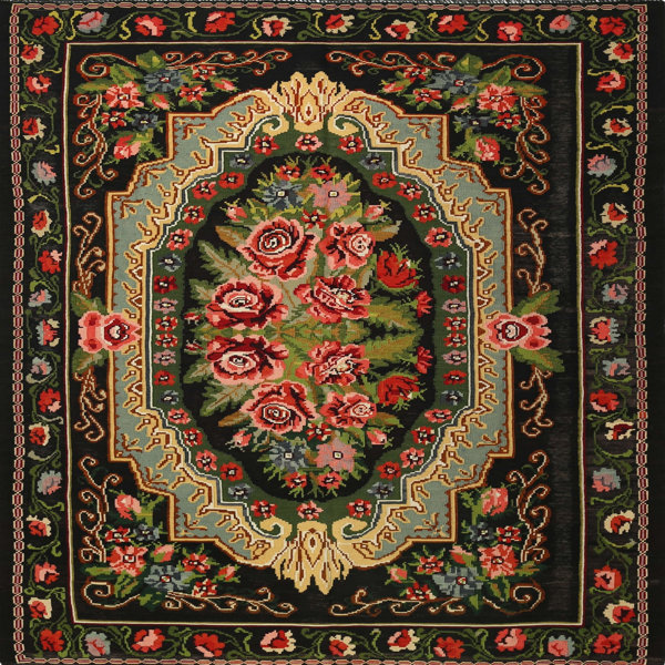 Bloomsbury Market Ludovika Traditional Black/Green/Red Area Rug | Wayfair