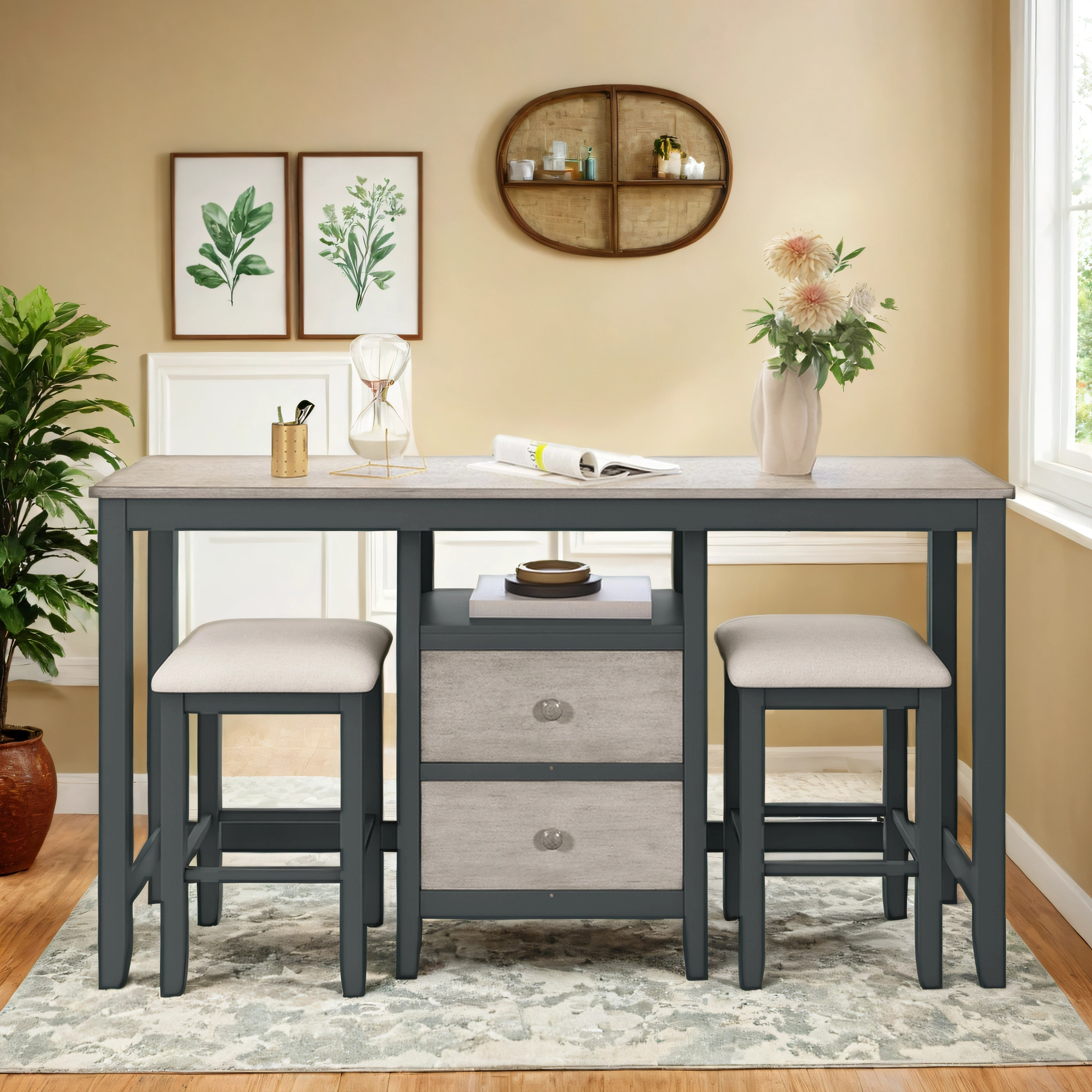 Lark Manor™ Compact Rustic 3-Piece Counter Height Dining Set with ...