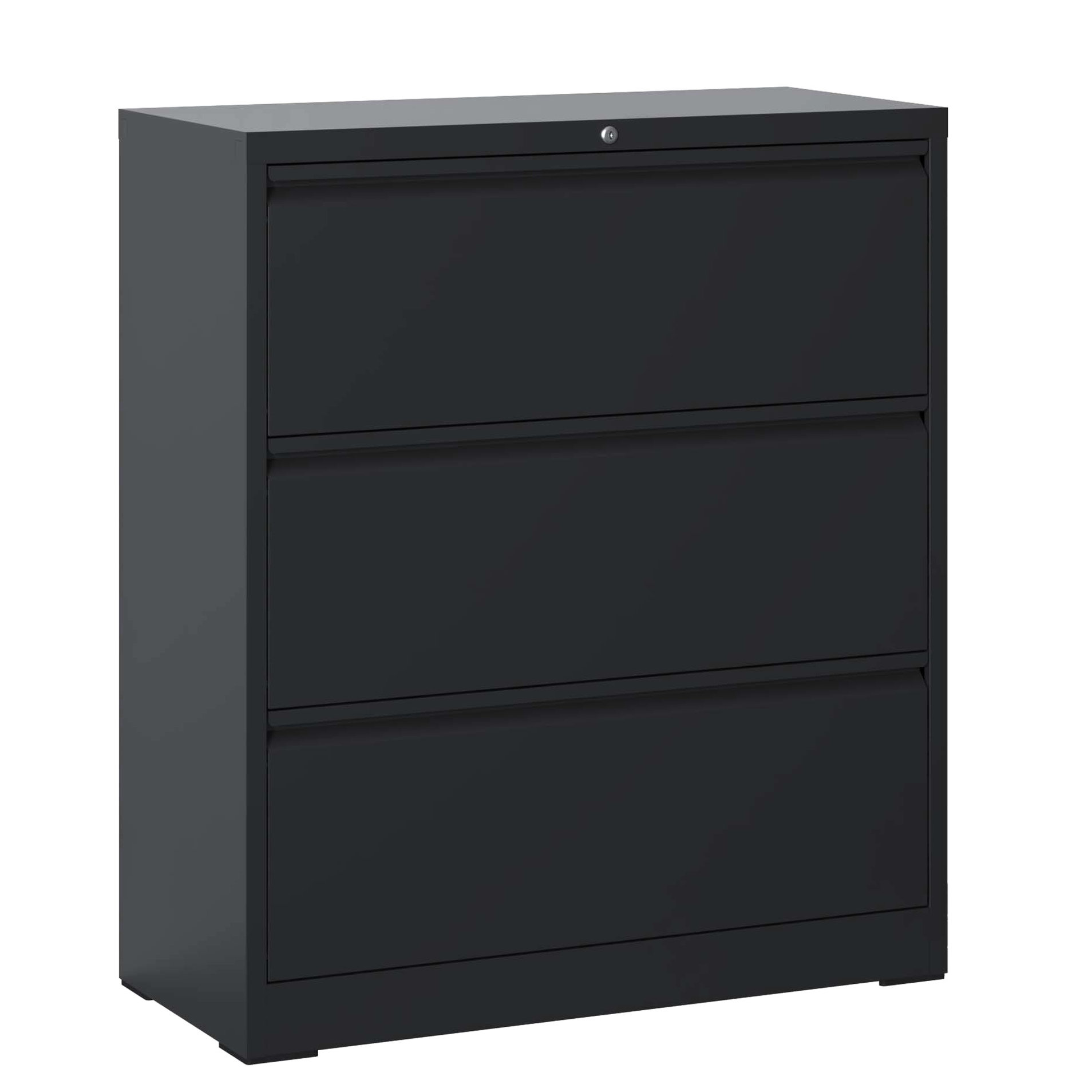 Inbox Zero 3 Drawer Office Filing Cabinet With Lock - Metal ...