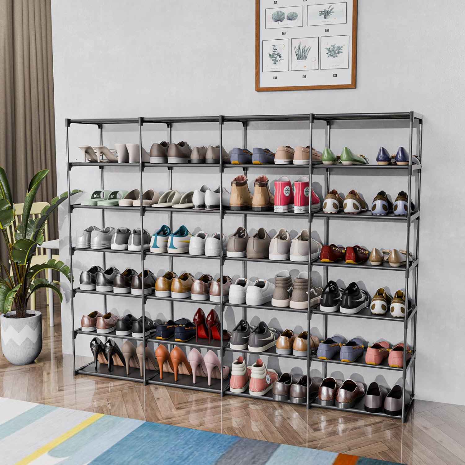 Rebrilliant Large Capacity Shoe Rack Organizer With Plastic Sheets, 4 ...