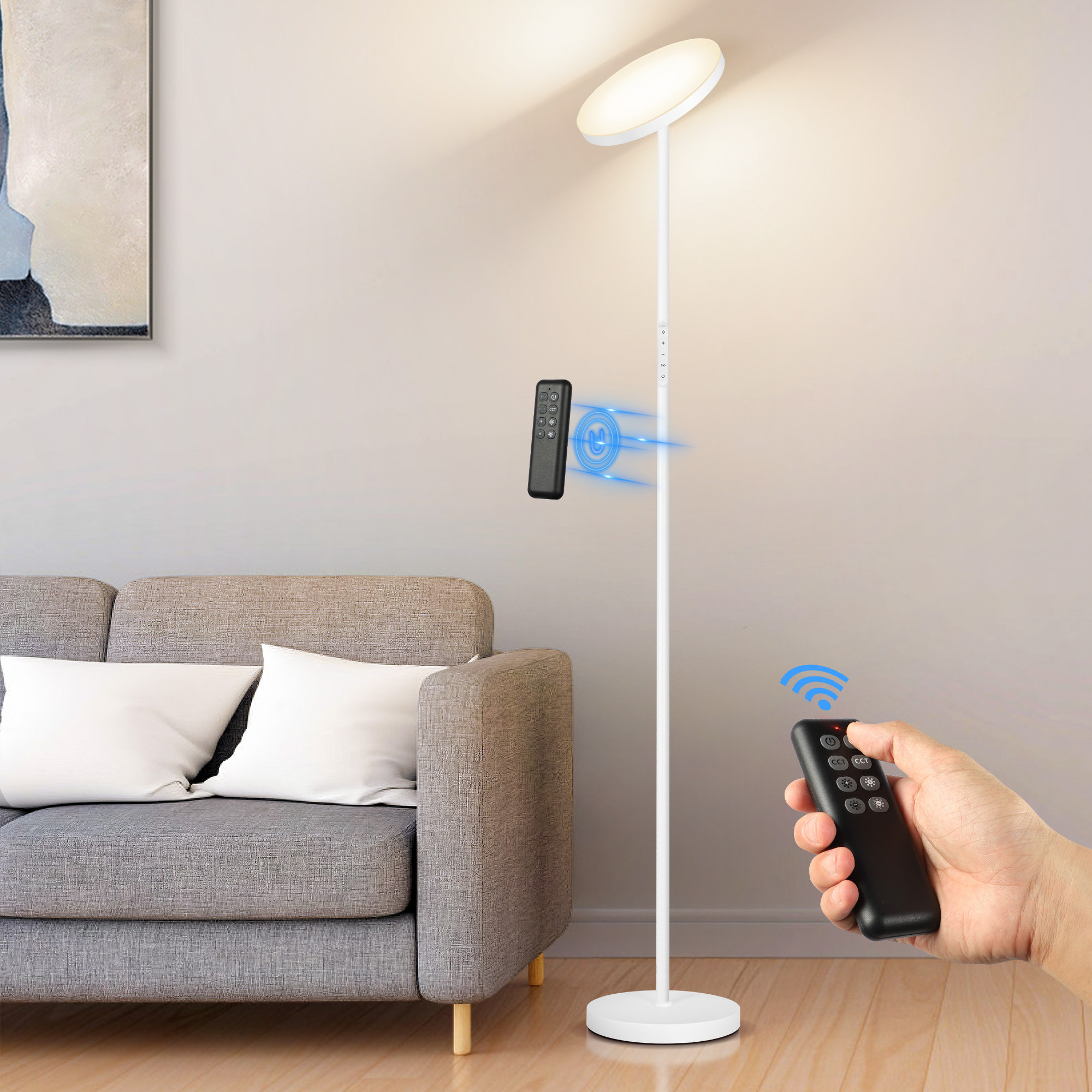 Ivy Bronx Jernell 71" LED Dimmable Torchiere & Reading Floor Lamp with ...