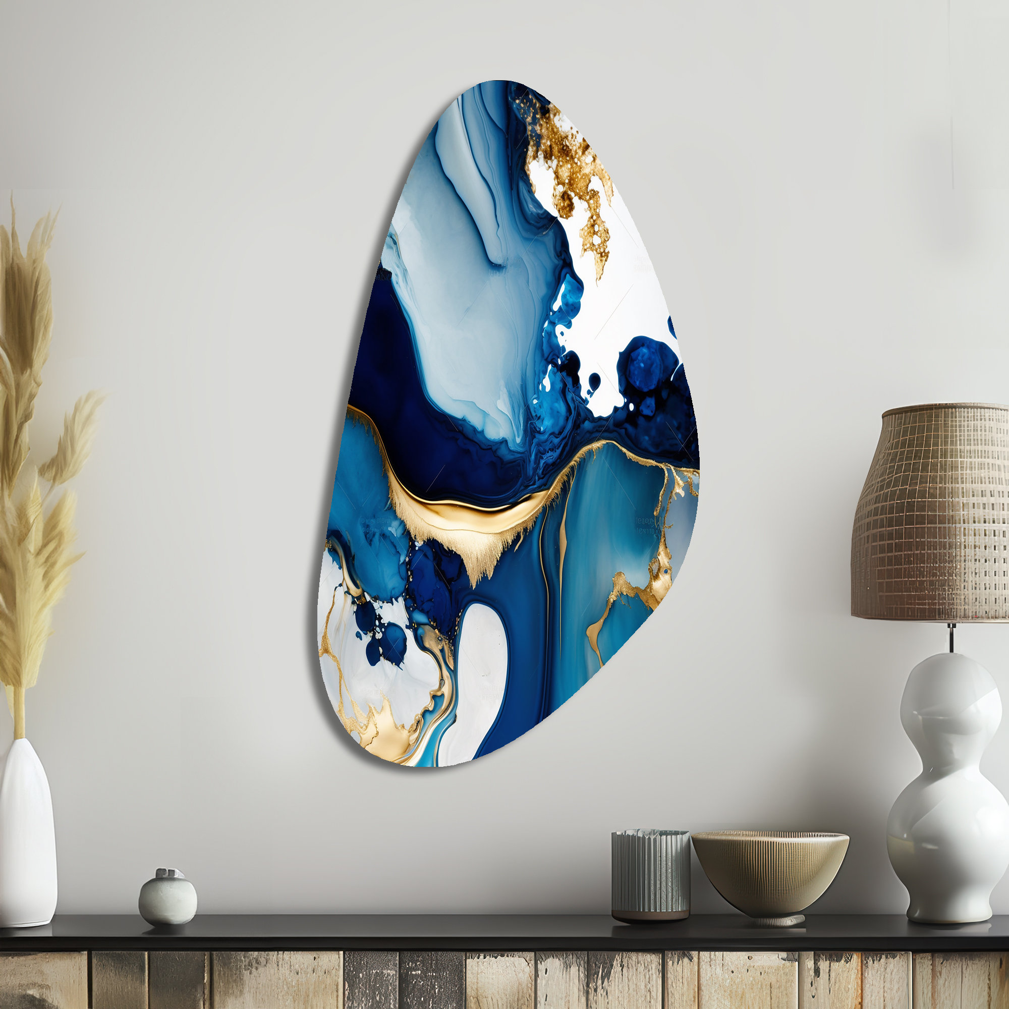 Design Art Abstract Marble Geode Blue I - Abstract Marble Fall Shape ...