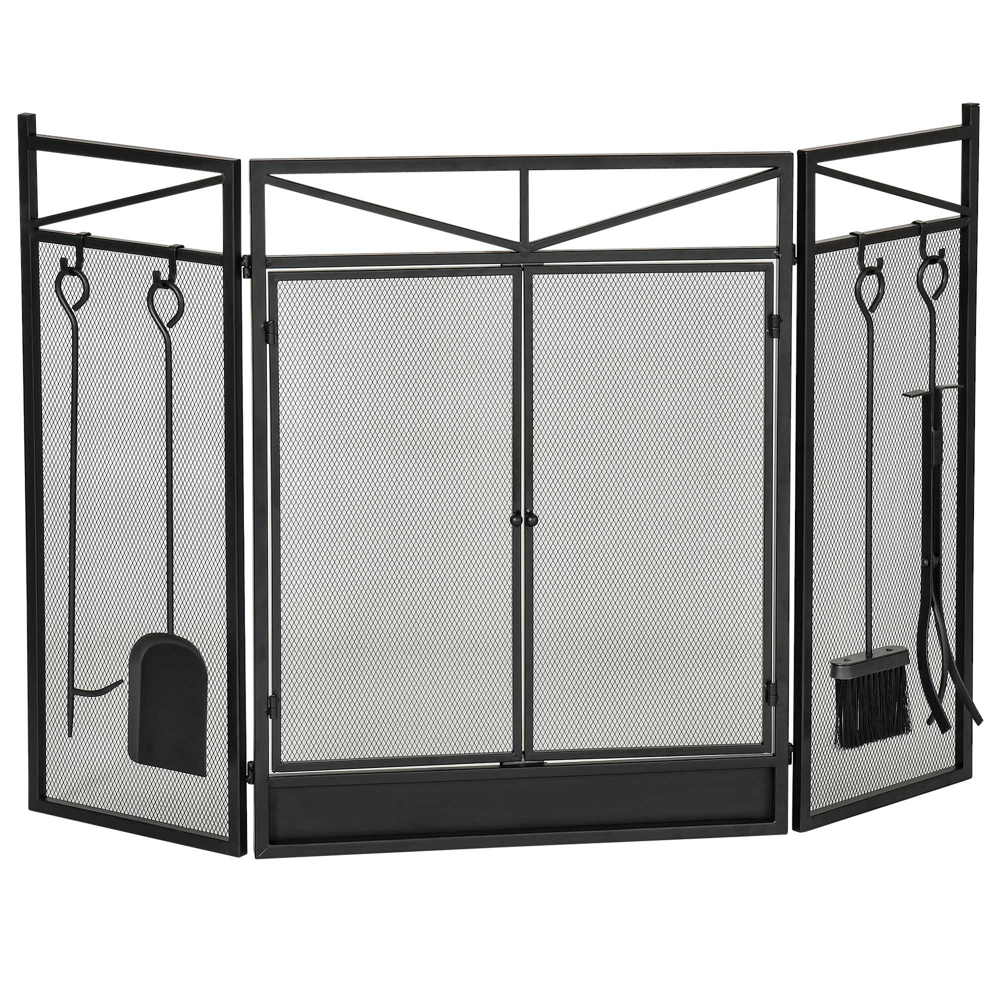 Steelside™ Darwin 3 Panel Bifold Steel Fireplace Screen & Reviews | Wayfair