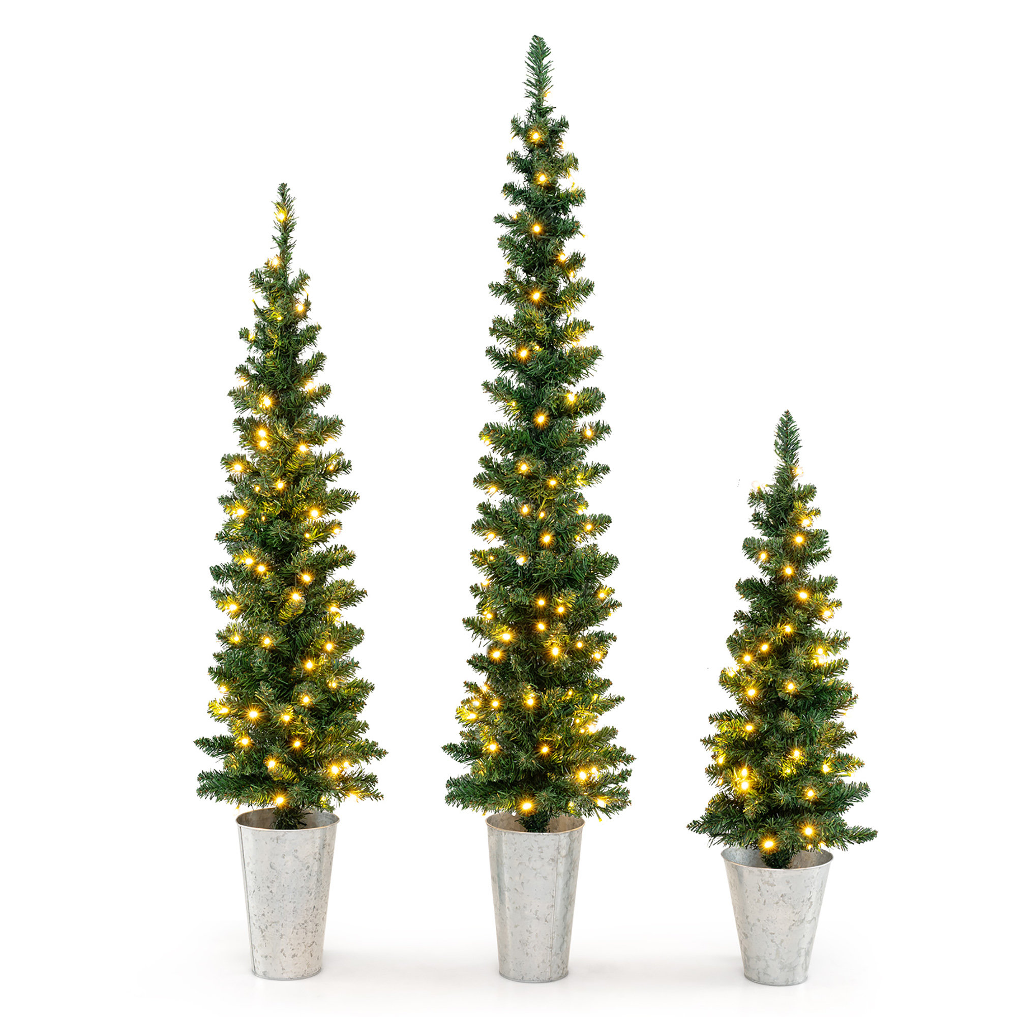 The Holiday Aisle® Set of 3 Pre-Lit Artificial Christmas Trees 3 4 5 FT ...