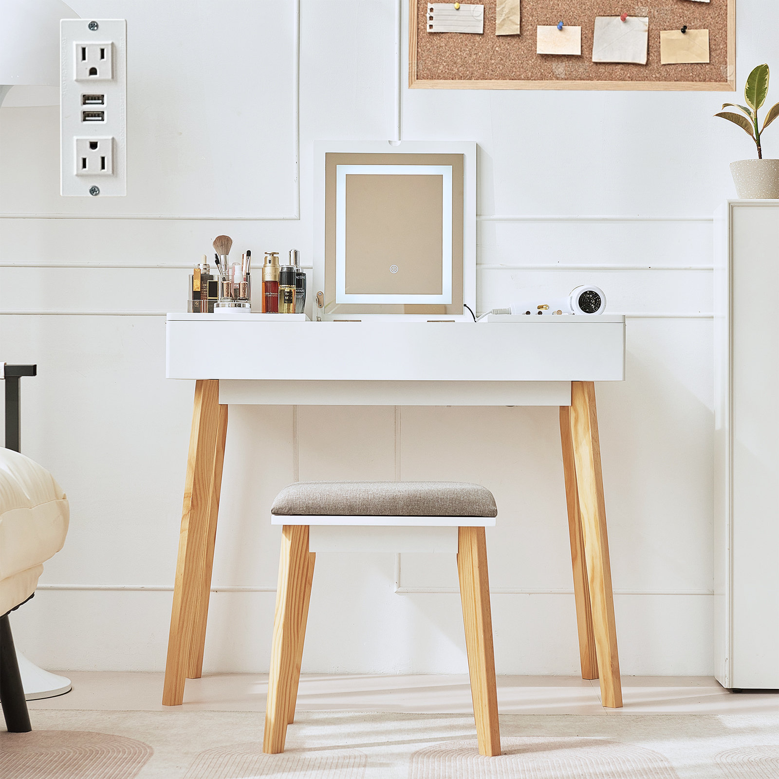 George Oliver Small Vanity Table For Bedroom, Combination Writing Desk ...