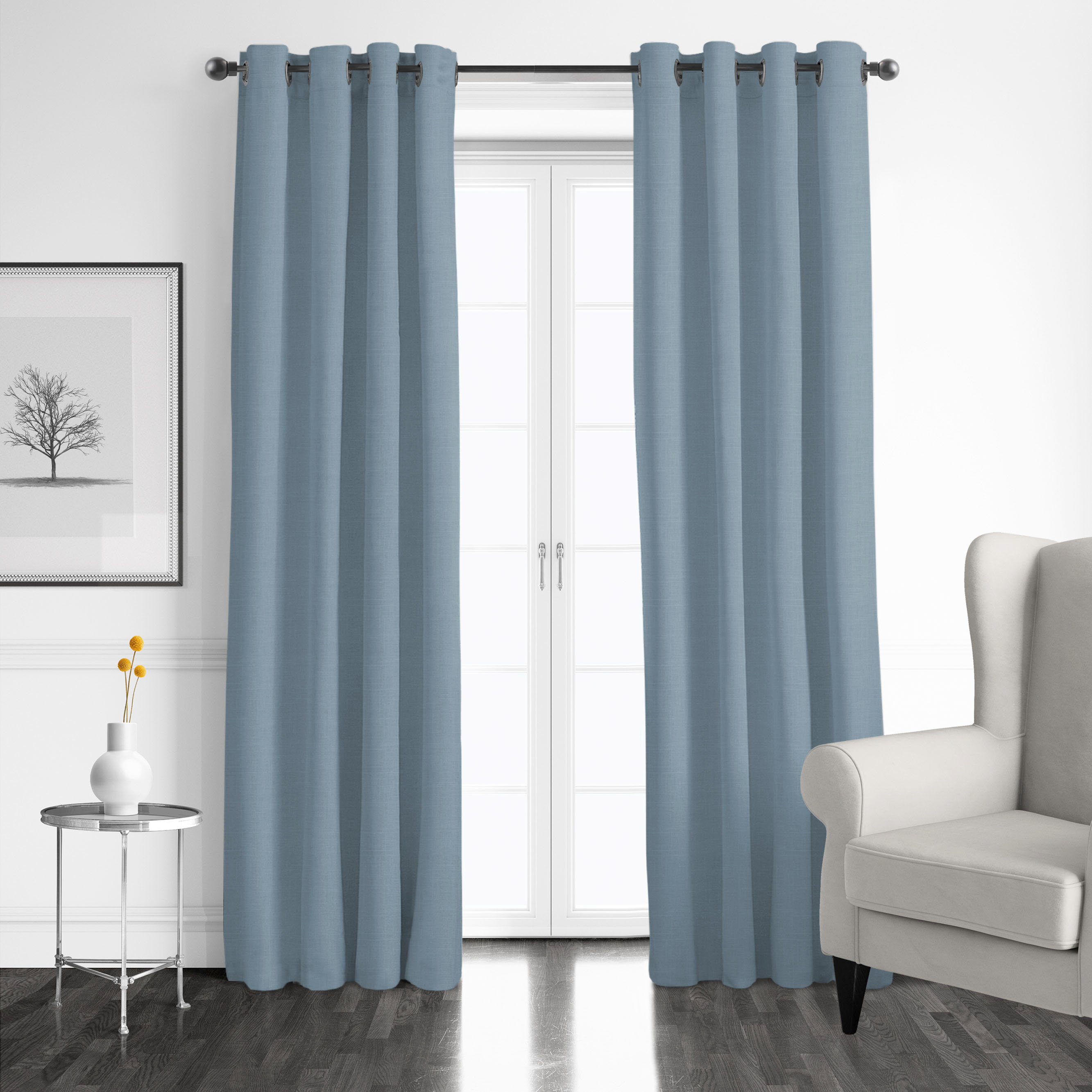 6ix Tailors Fine Linens Elsie Linen Look Grommet Drapery Panels Pair ...