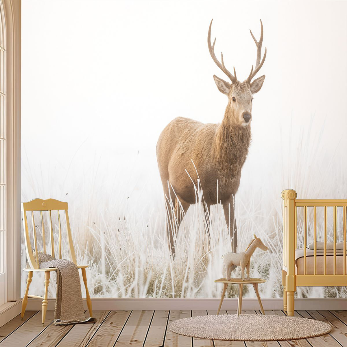 Latitude Run® Peel and Stick Wallpaper Wall Mural Deer Standing Grassy ...