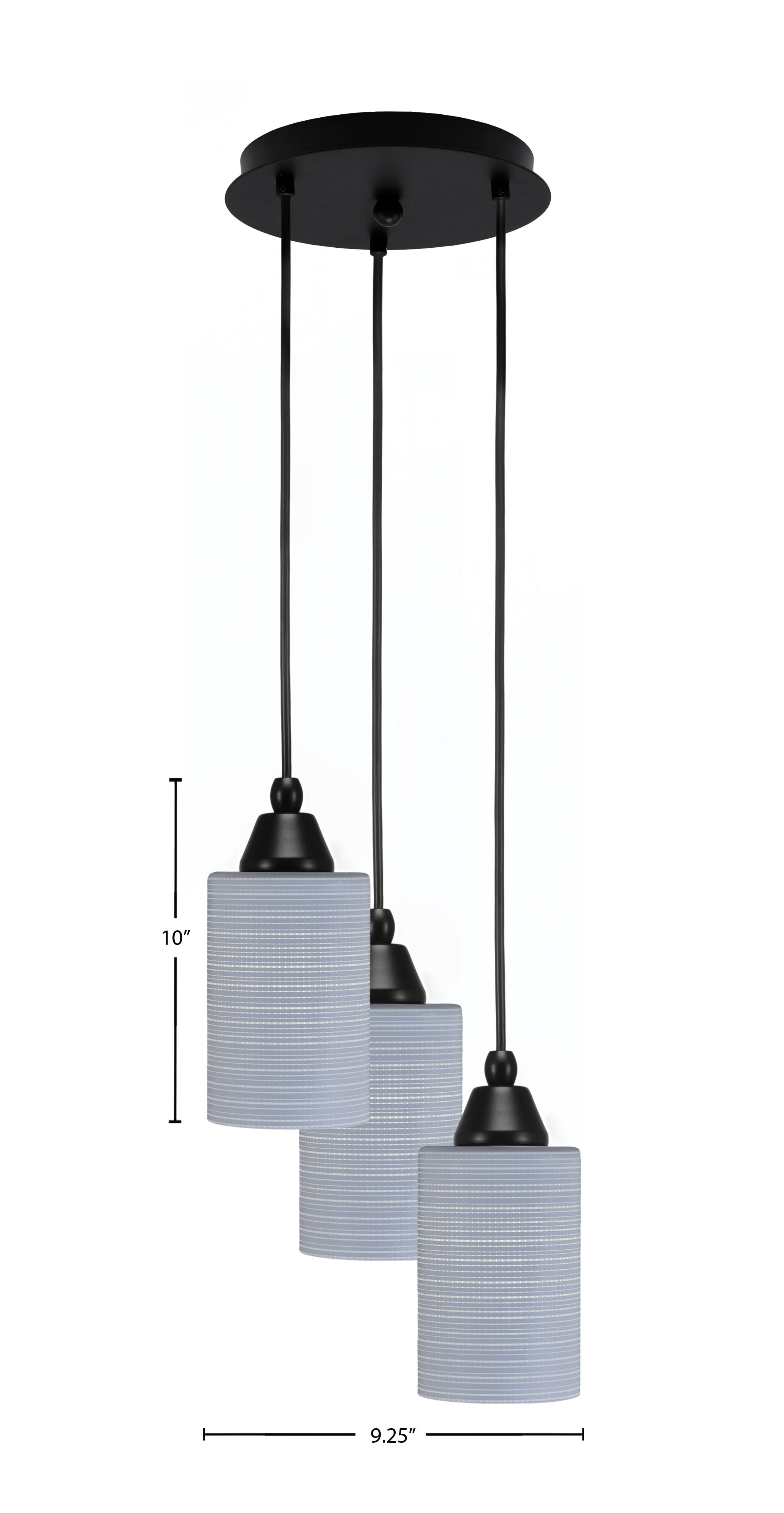 Toltec Lighting Array 3 Light Cord Hung Cluster Pendalier With 4" Gray ...