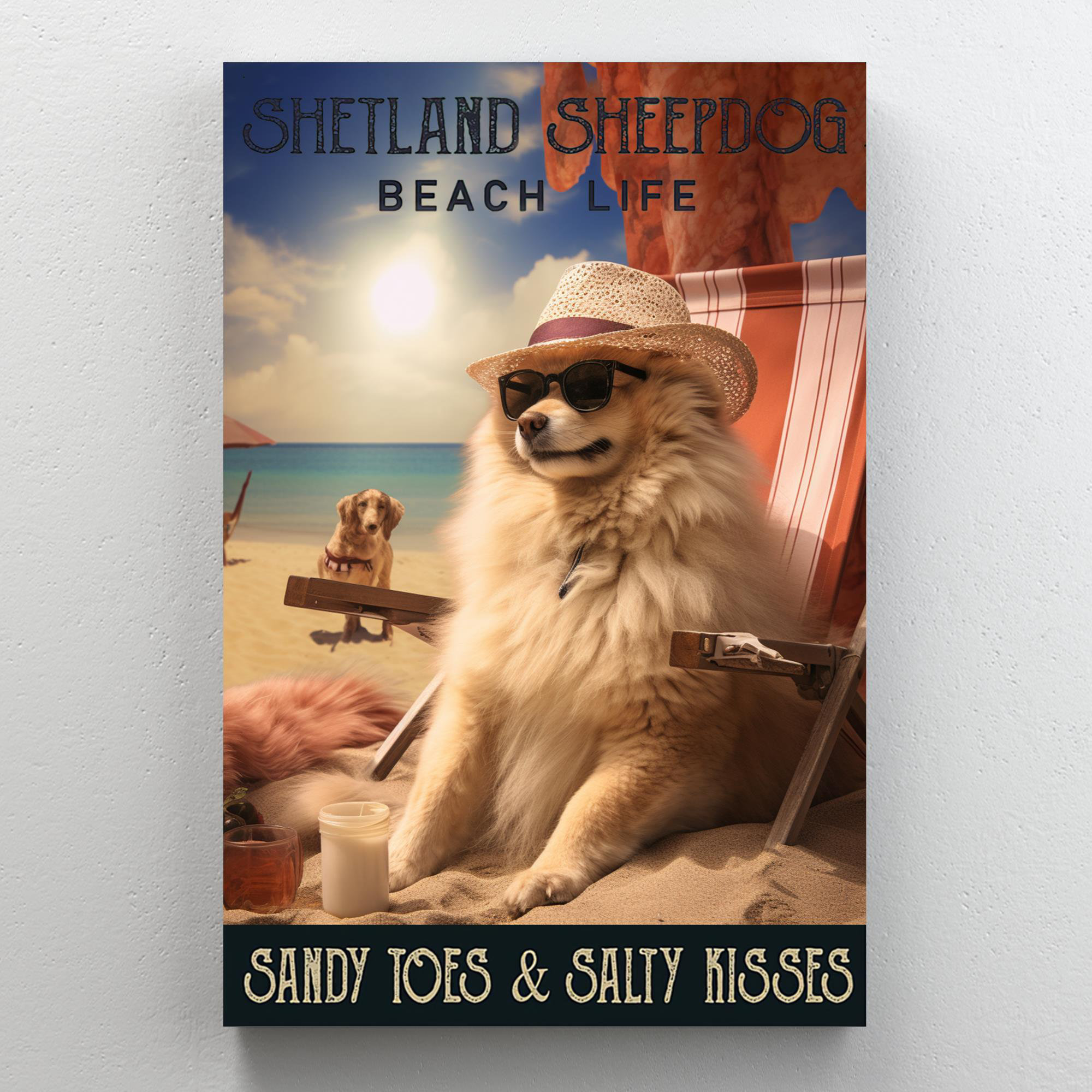 Trinx Shetland Sheepdog Beach Life - 1 Piece Rectangle Graphic Art ...