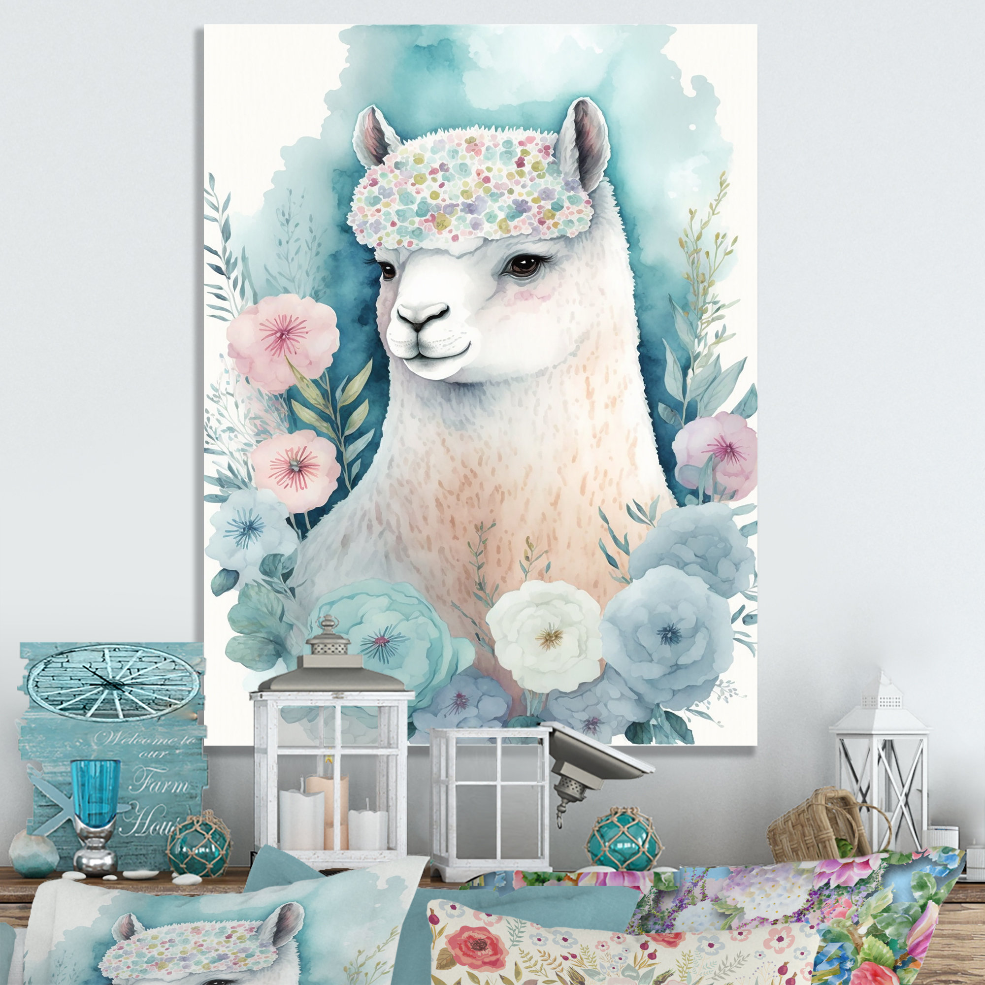 Trinx Flower Alpaca Watercolour I Flower Alpaca Watercolour I - Print ...