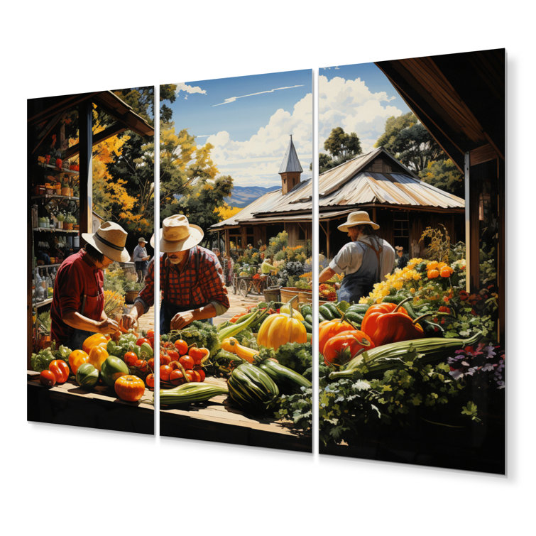 DesignArt Farmers Food Market Pointillism " Farmers Food Market ...