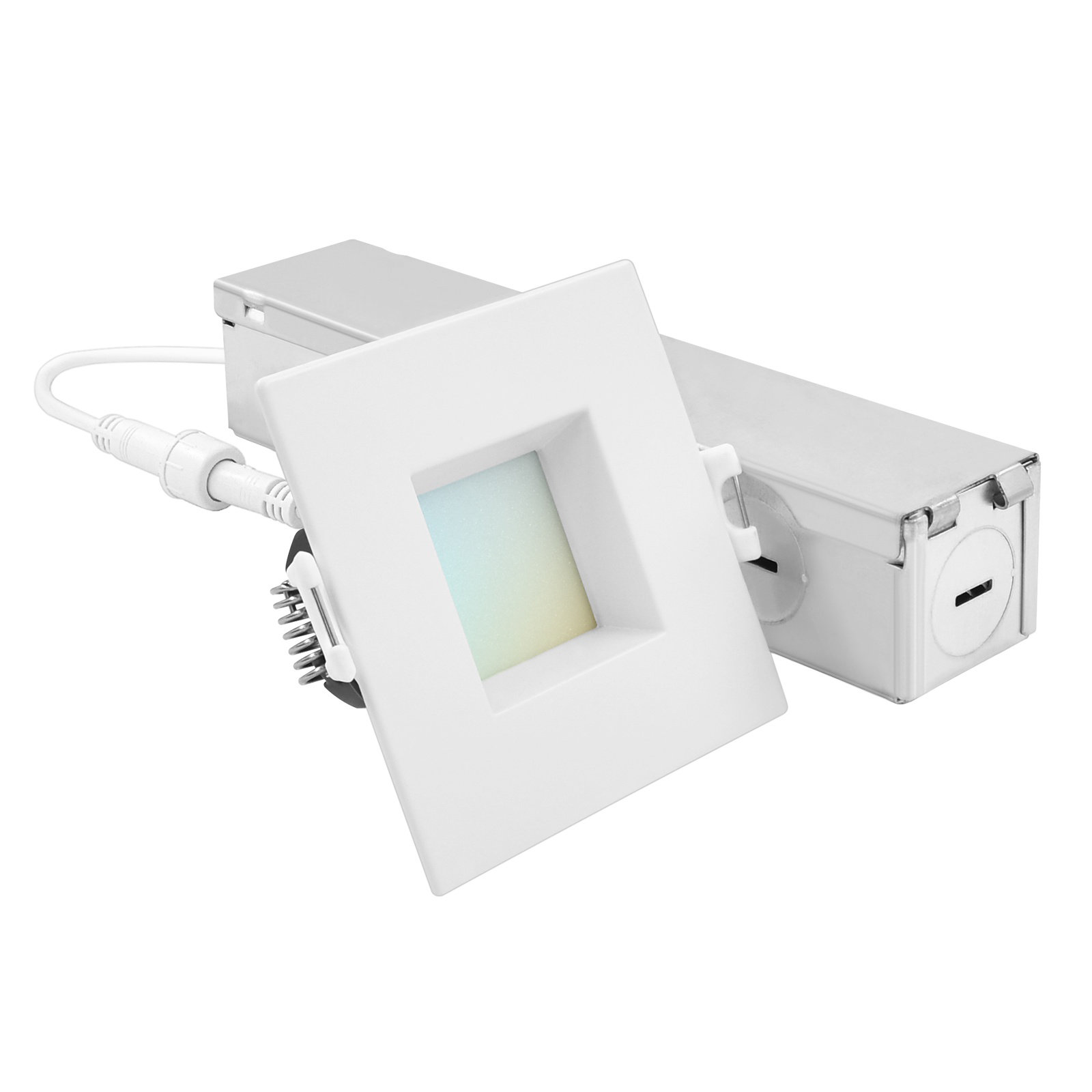Luxrite 2 Inch Square LED Recessed Ceiling Light With J-Box 8W 5CCT ...