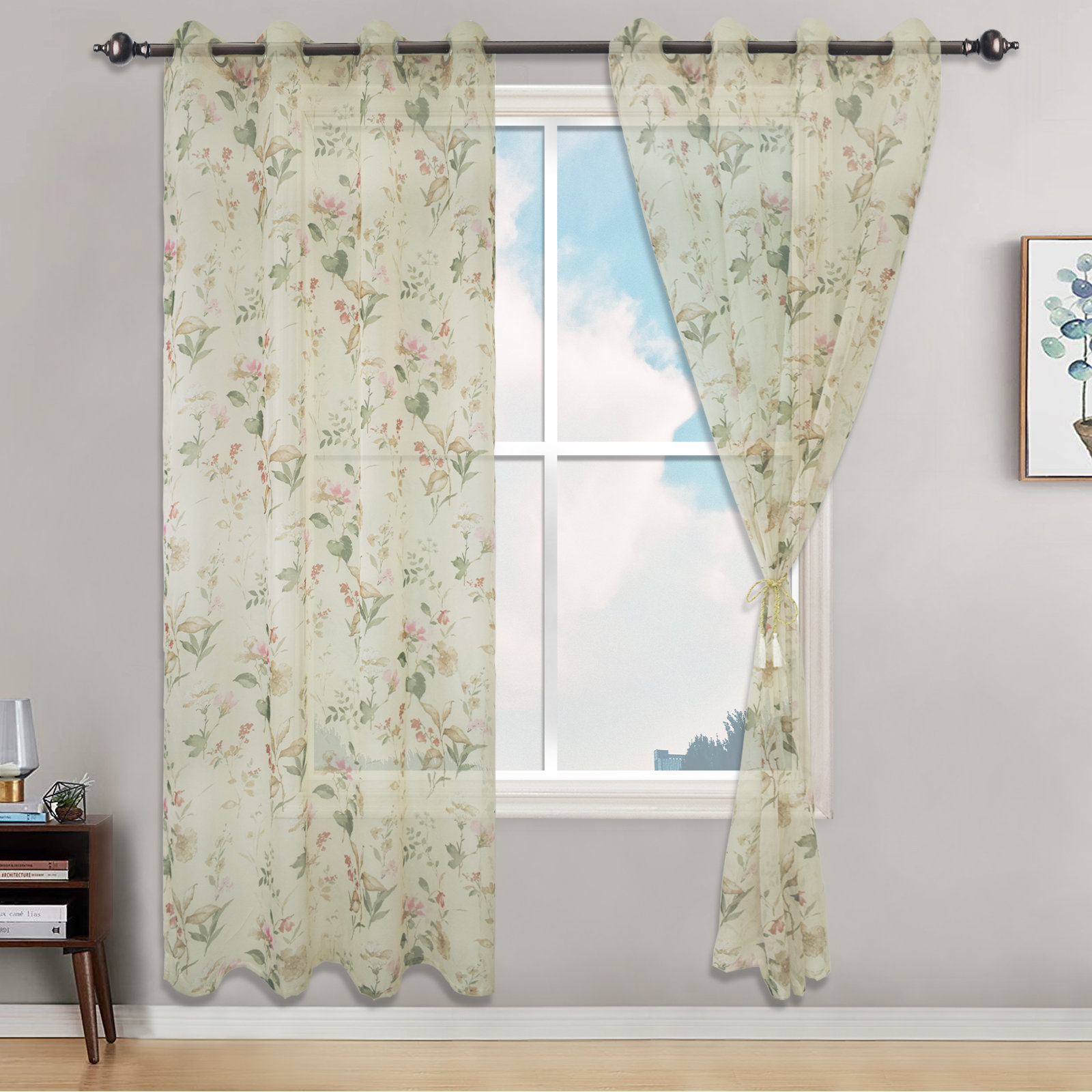 August Grove® Breckyn Polyester Sheer Curtain Pair | Wayfair