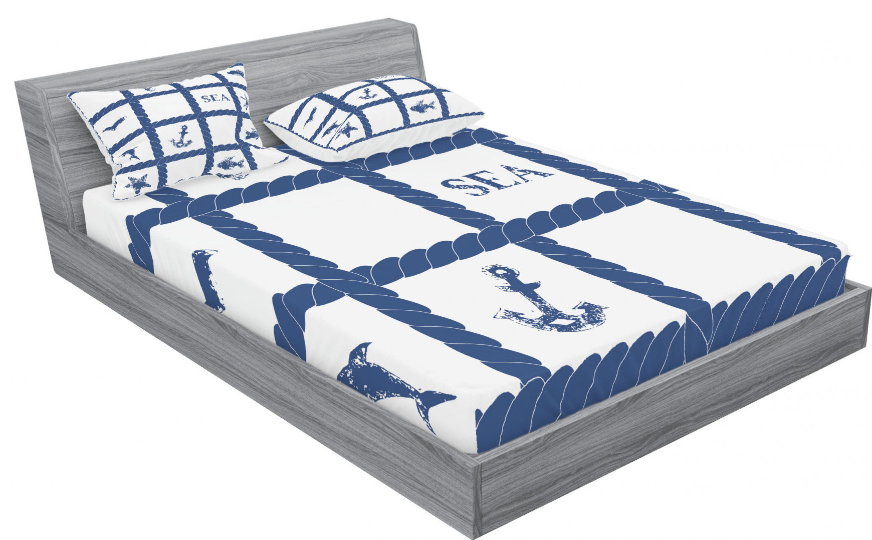 Ambesonne Yacht Vessel Rope Starfish Fish and Anchor Sheet Set | Wayfair