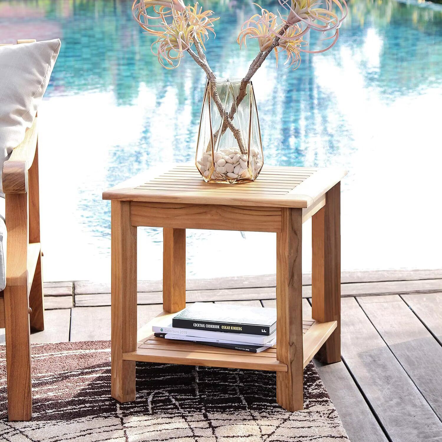 Bay Isle Home™ Teak Outdoor Side Table 20" Square End Table | Wayfair