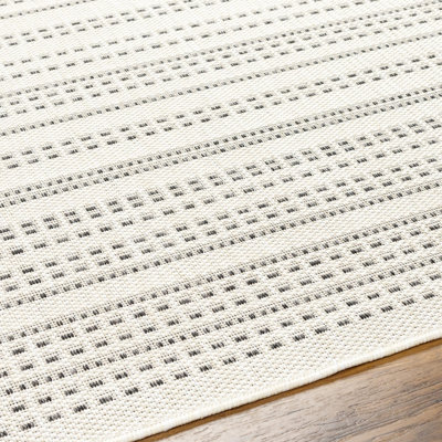 Union Rustic Elliegrace Black/Ivory Outdoor Area Rug & Reviews | Wayfair