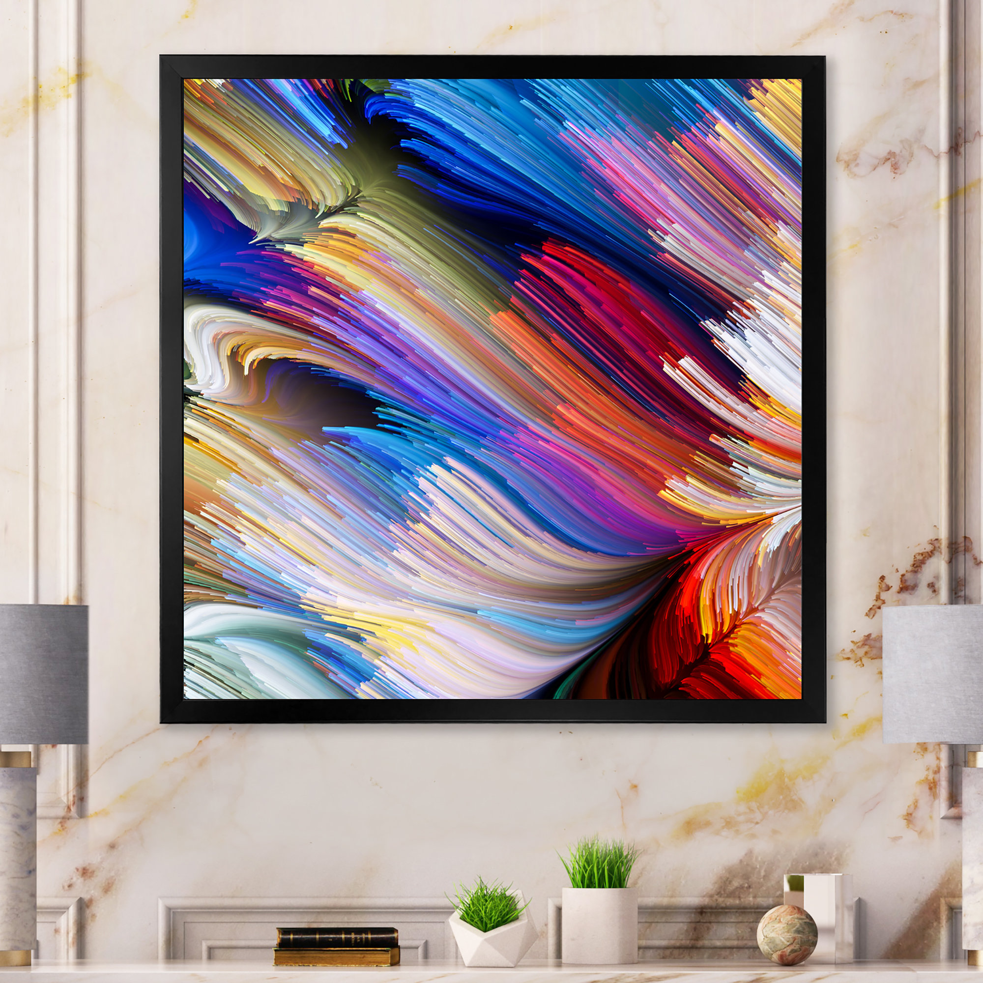 Wrought Studio™ Living Liquid Art VIII - Picture Frame Print on Canvas ...