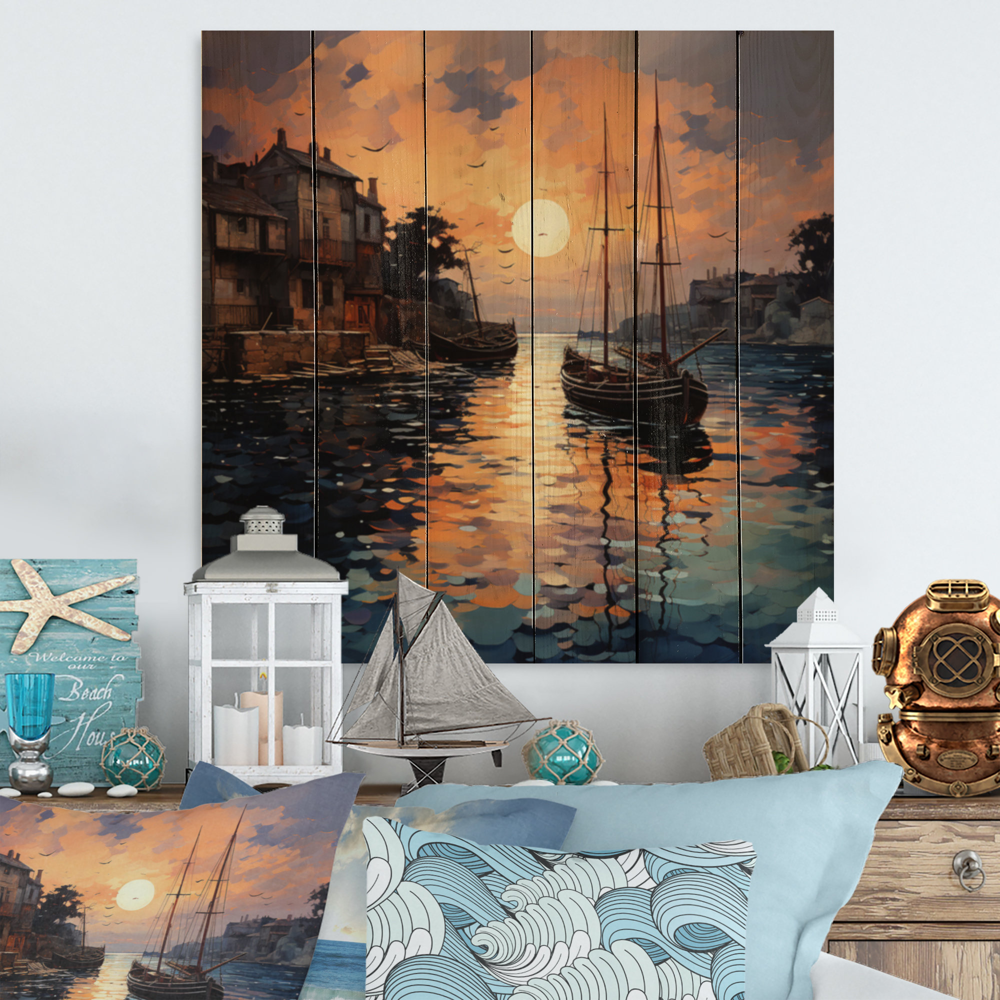 Longshore Tides Coastal Port Of Tranquility II On Wood Print | Wayfair