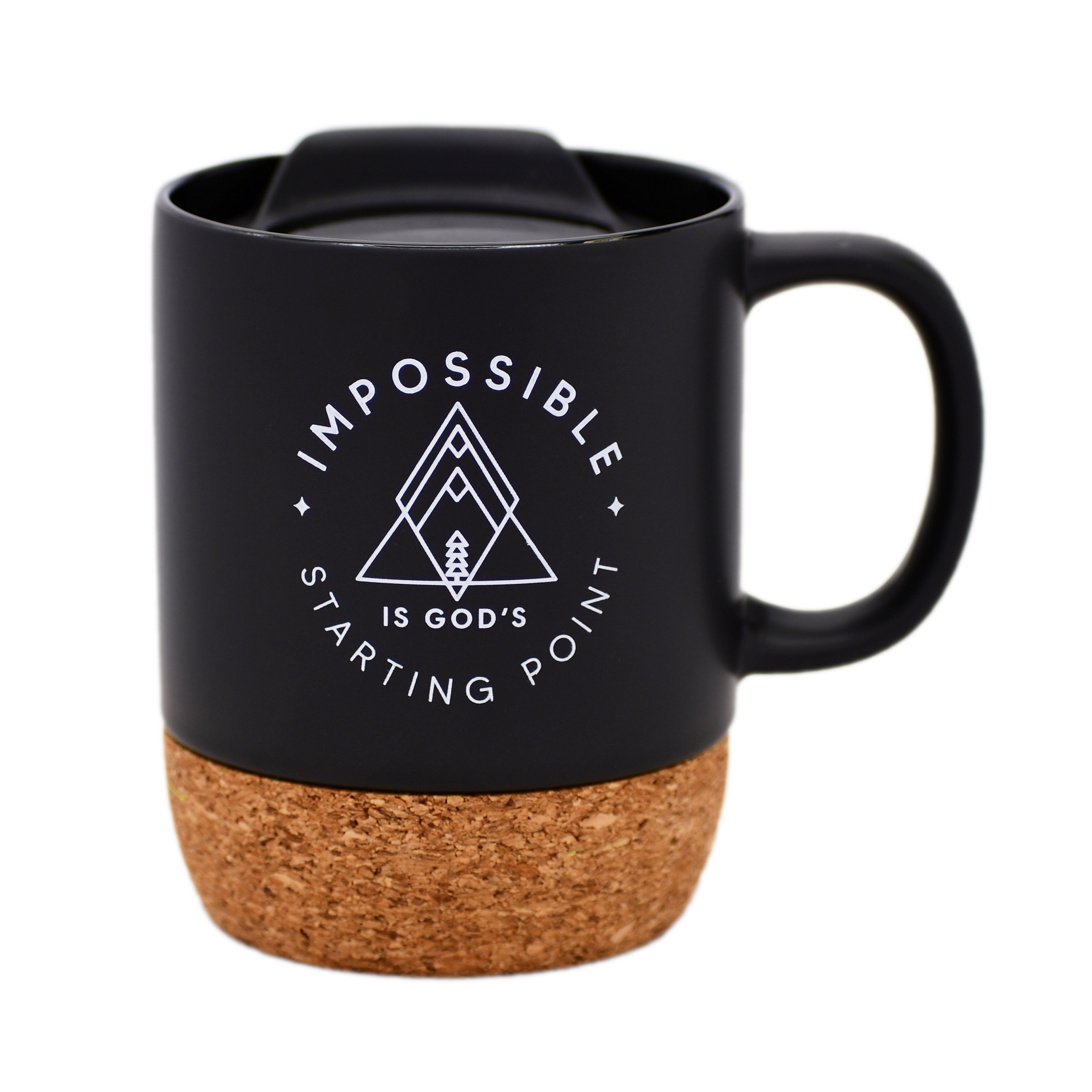 Dexsa Impossible Is God''s Designer Cork Bottom Mug With Lid - 14 Oz ...