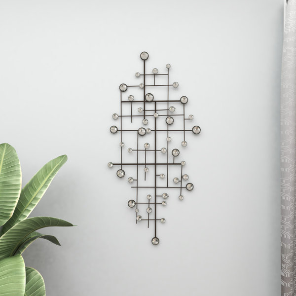 Mercer41 Silver Metal Abstract Wall Decor with Crystal Embellishments ...