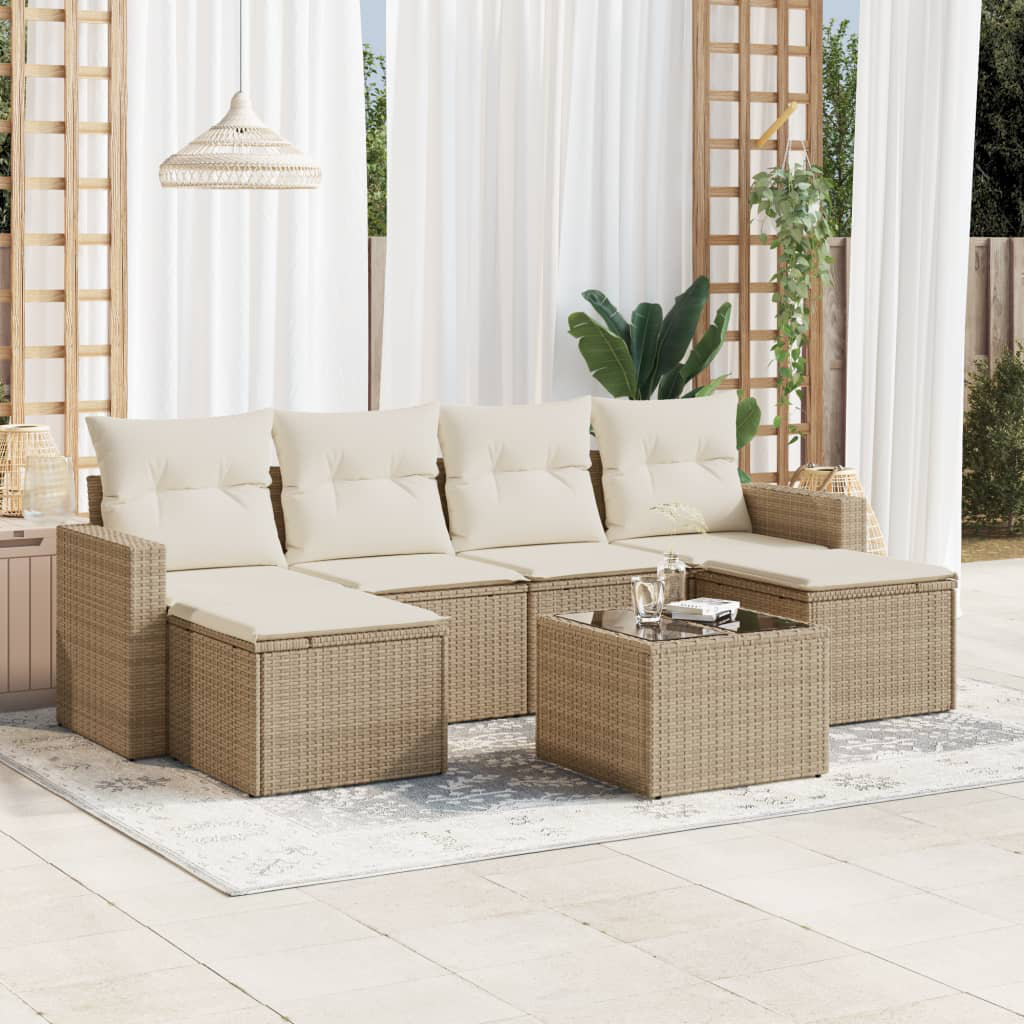 Vidaxl Garden Sofa Set Beige PE Rattan Large Modular Outdoor Sofa Set ...
