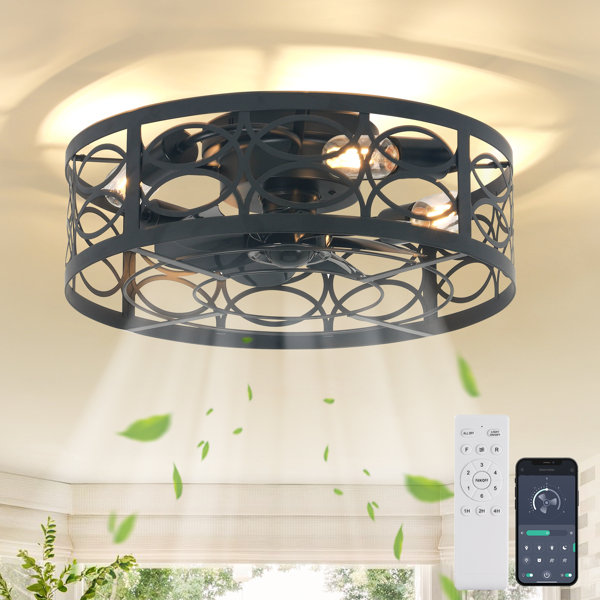 Gracie Oaks Zailey 18.9'' Farmhouse Caged Ceiling Fan with Light Kit ...