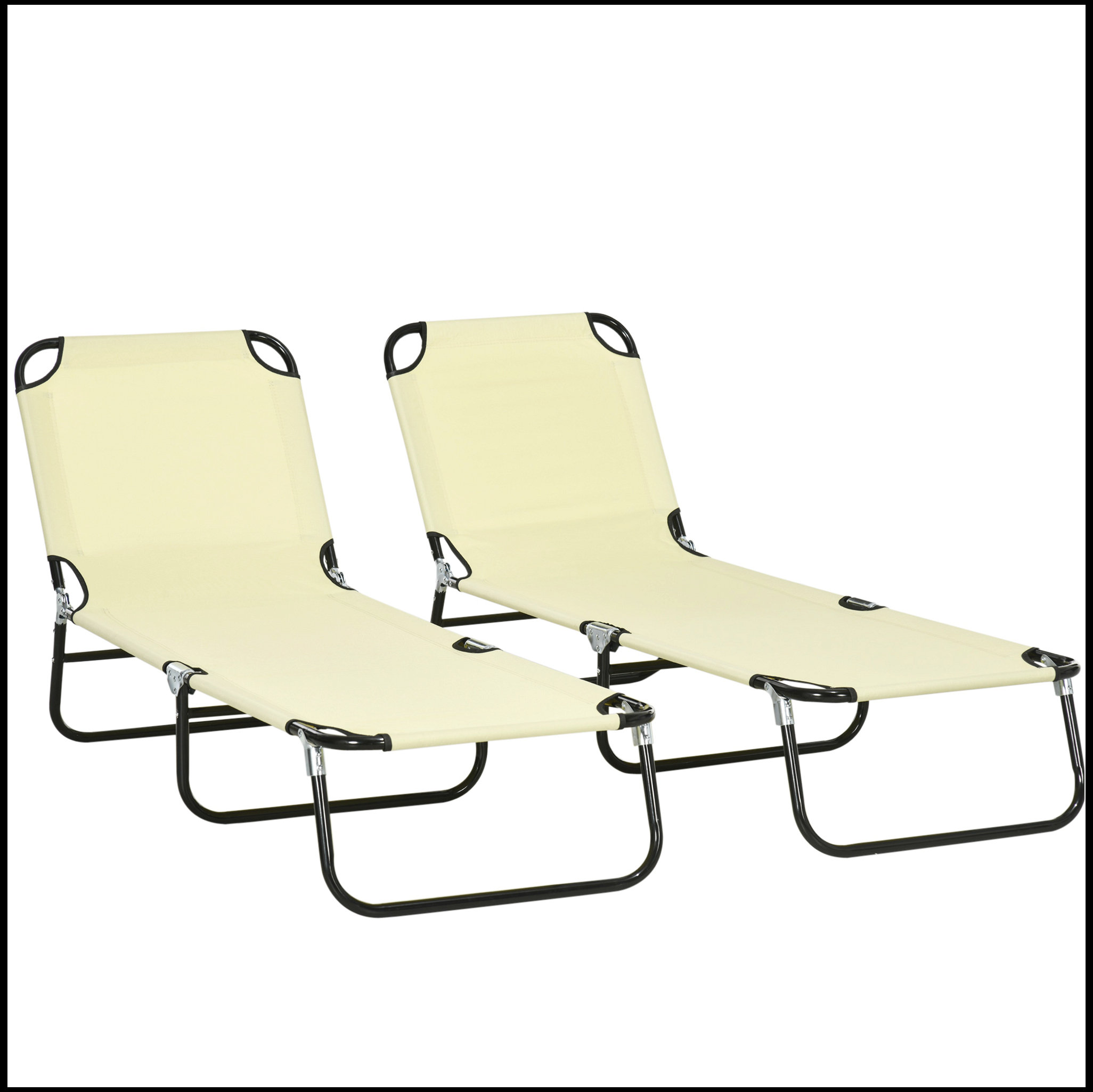 Arlmont & Co. Outsunny 2 Piece Folding Chaise Lounge Pool Chairs ...
