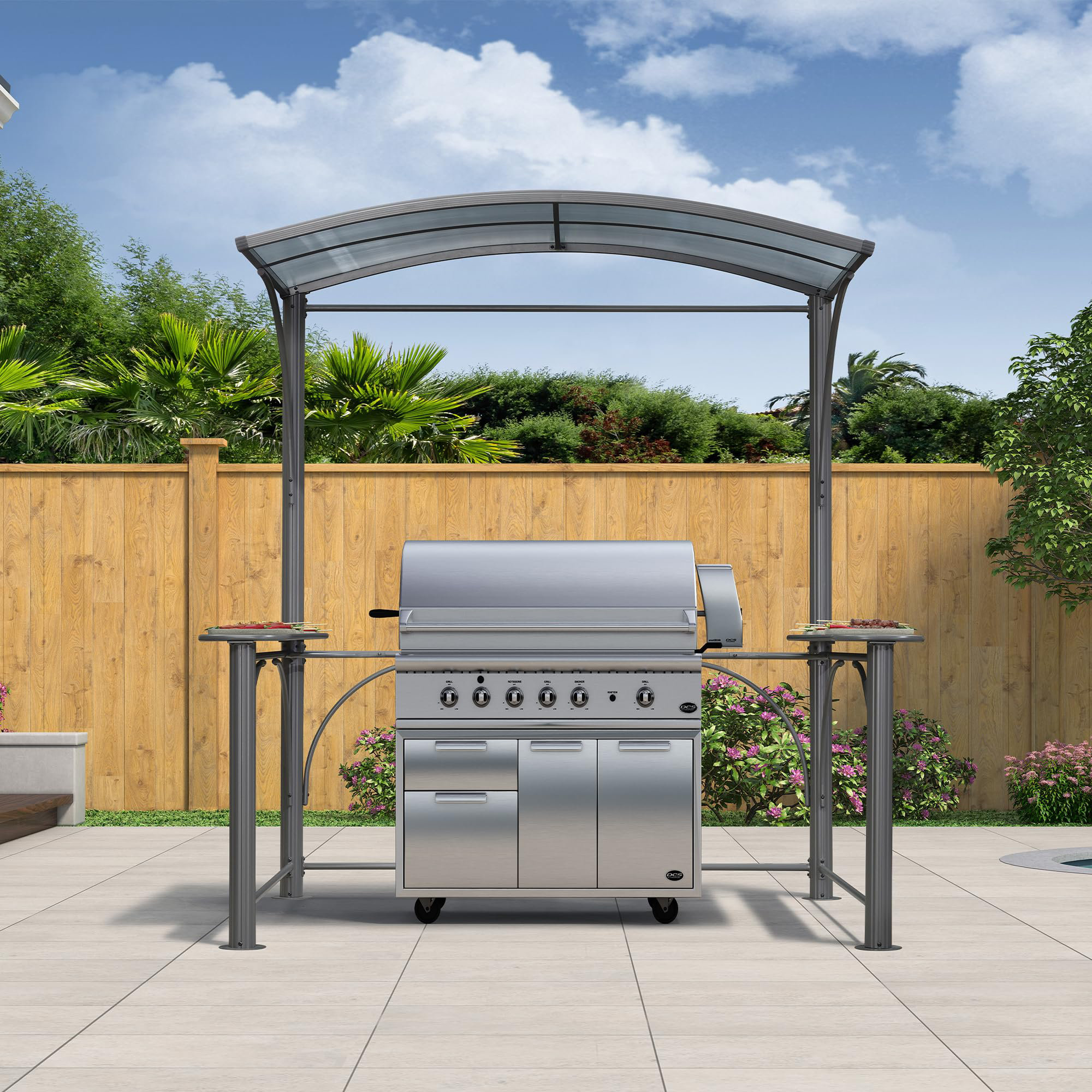 Purple Leaf 7 Ft. W x 5 Ft. D Grill Gazebo with Side Shelves ...