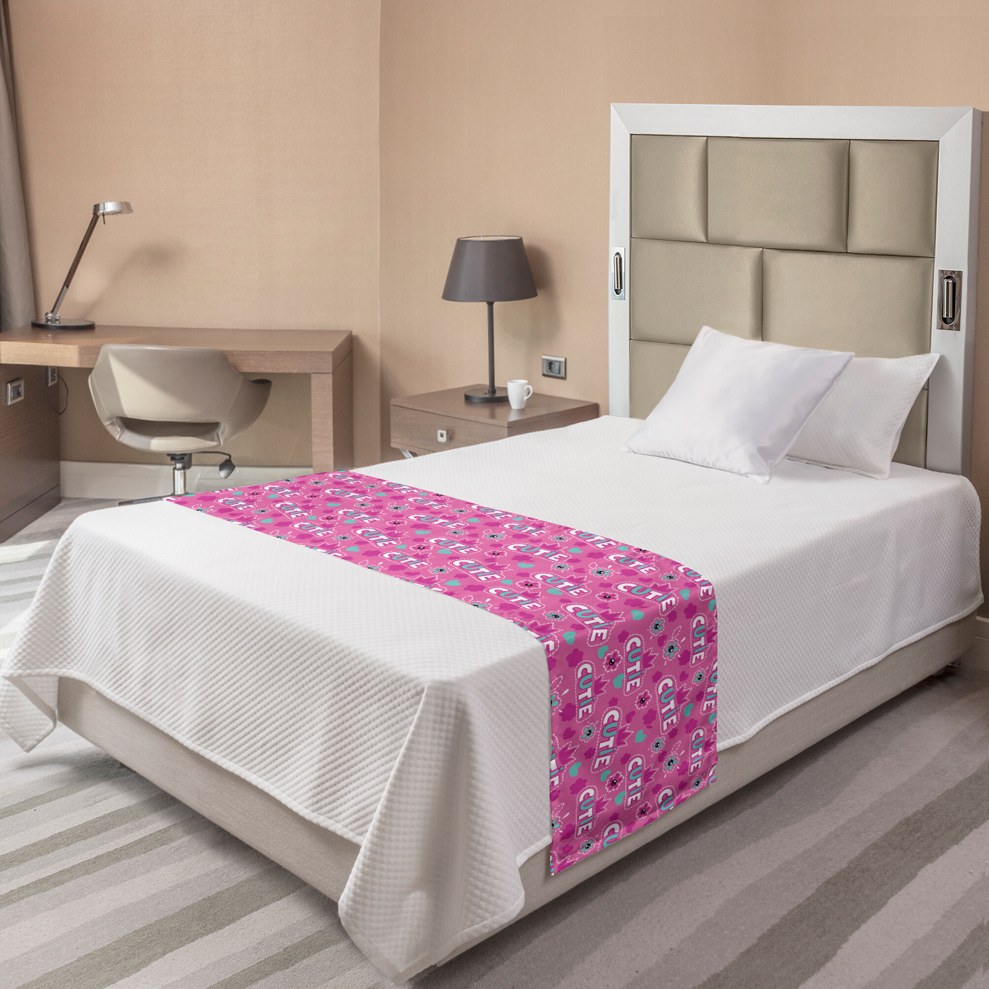 Ambesonne Feminine Bed Runner Crown Pattern Flower Fuchsia | Wayfair